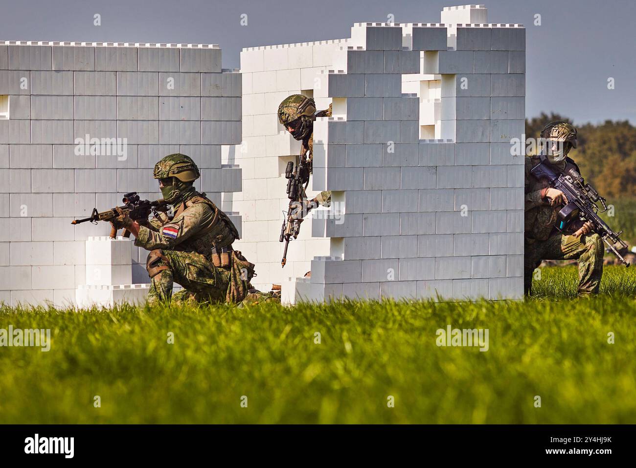 Members of the Dutch army take a stand during a demonstration at ...
