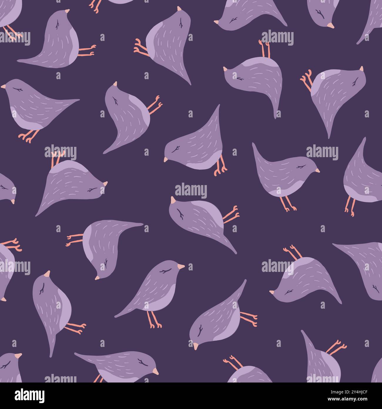 Cute spring vector seamless pattern with little sparrow birds toss on a ...