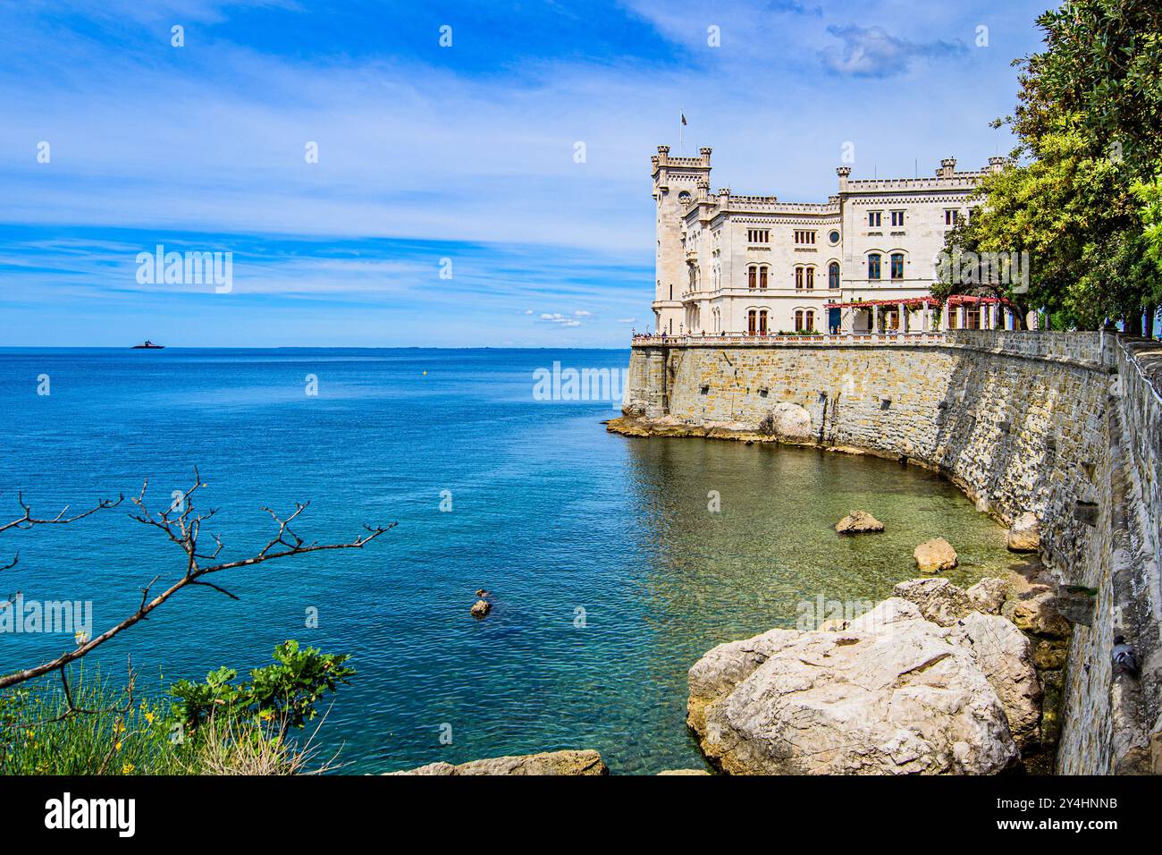 TRIESTE, ITALY – MAY 29, 2024: Miramare Castle. This historic castle ...