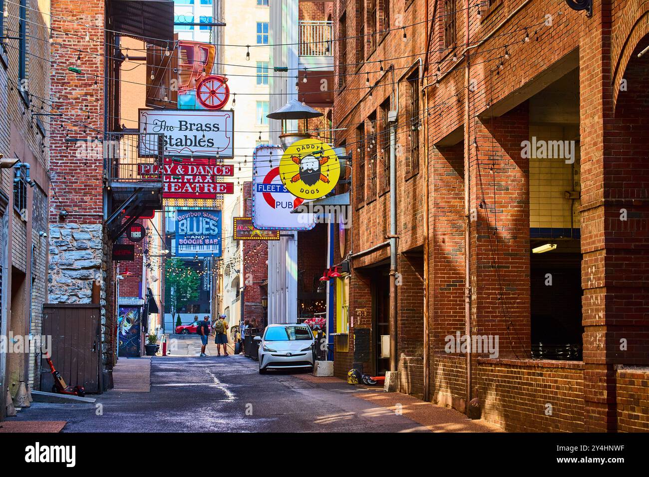 Vibrant Signage in Historic Nashville Alley Eye-Level Perspective Stock ...