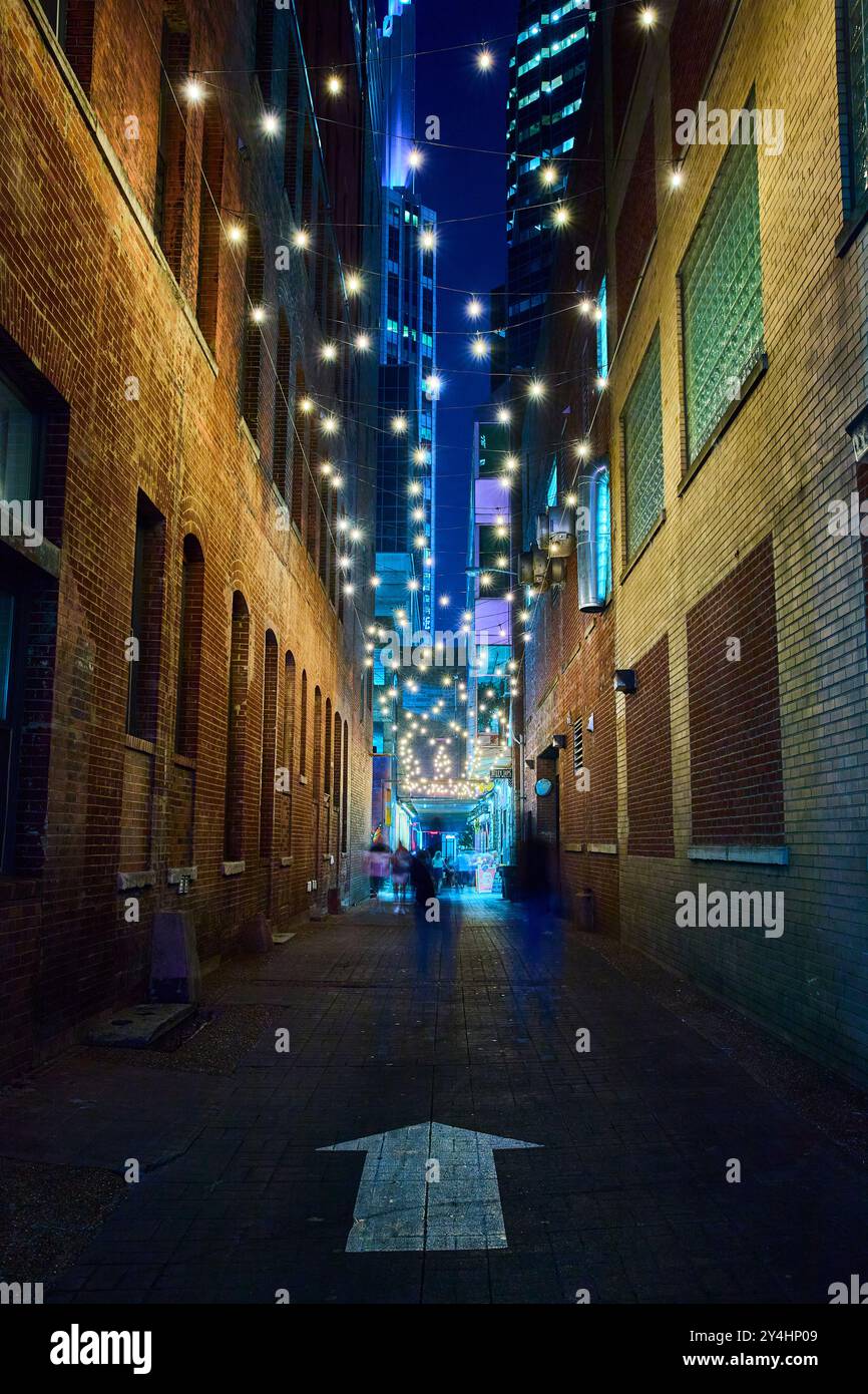 Nashville Printers Alley Nightlife with String Lights and Forward ...