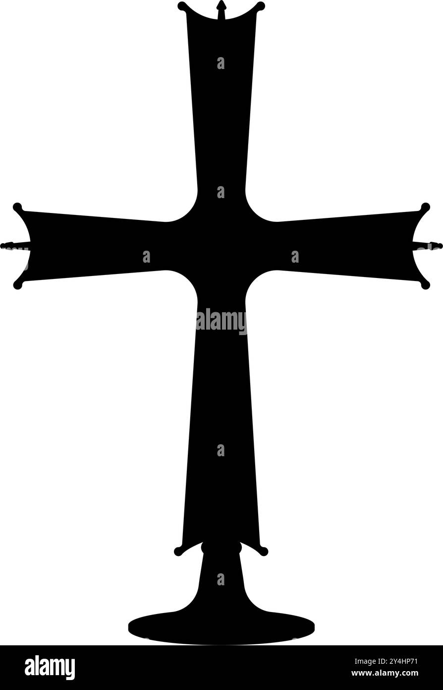 Ancient Christian cross silhouette icon symbol. Flat vector ...