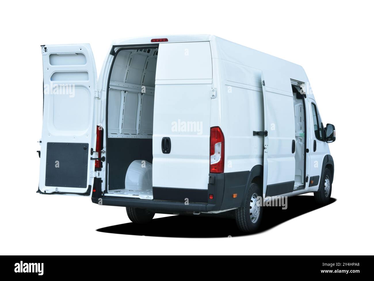 Delivery van with open rear and side doors Stock Photo - Alamy