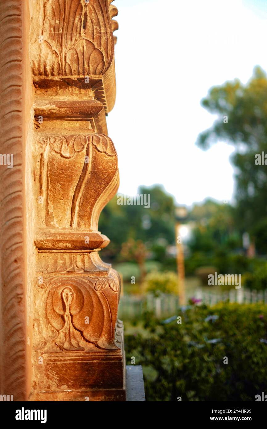 Wall carving on the side piller of building made in ancient Islamic ...