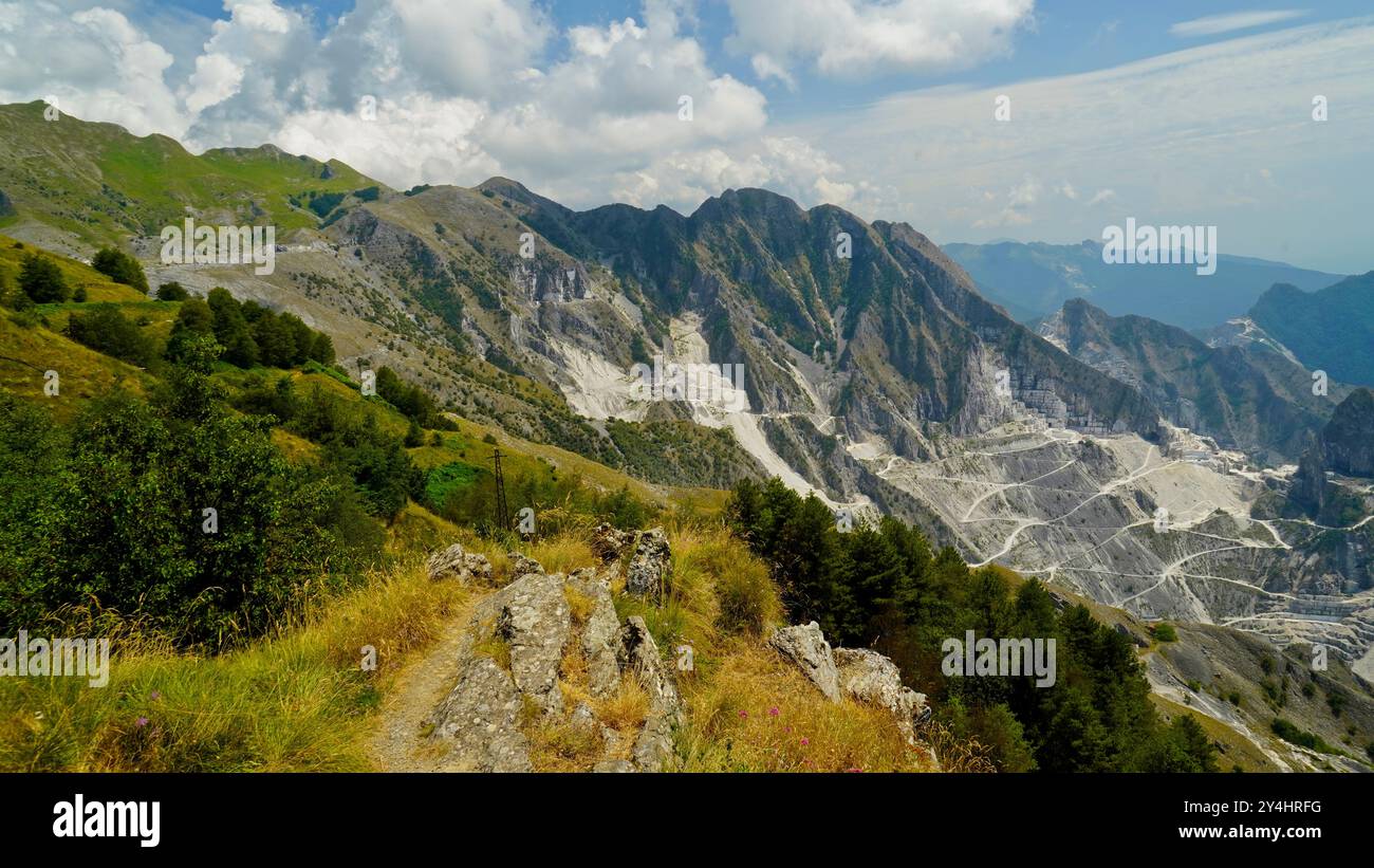 Panorama of the Carrara marble mines of the Apuan Alps,Massa,Carrara ...