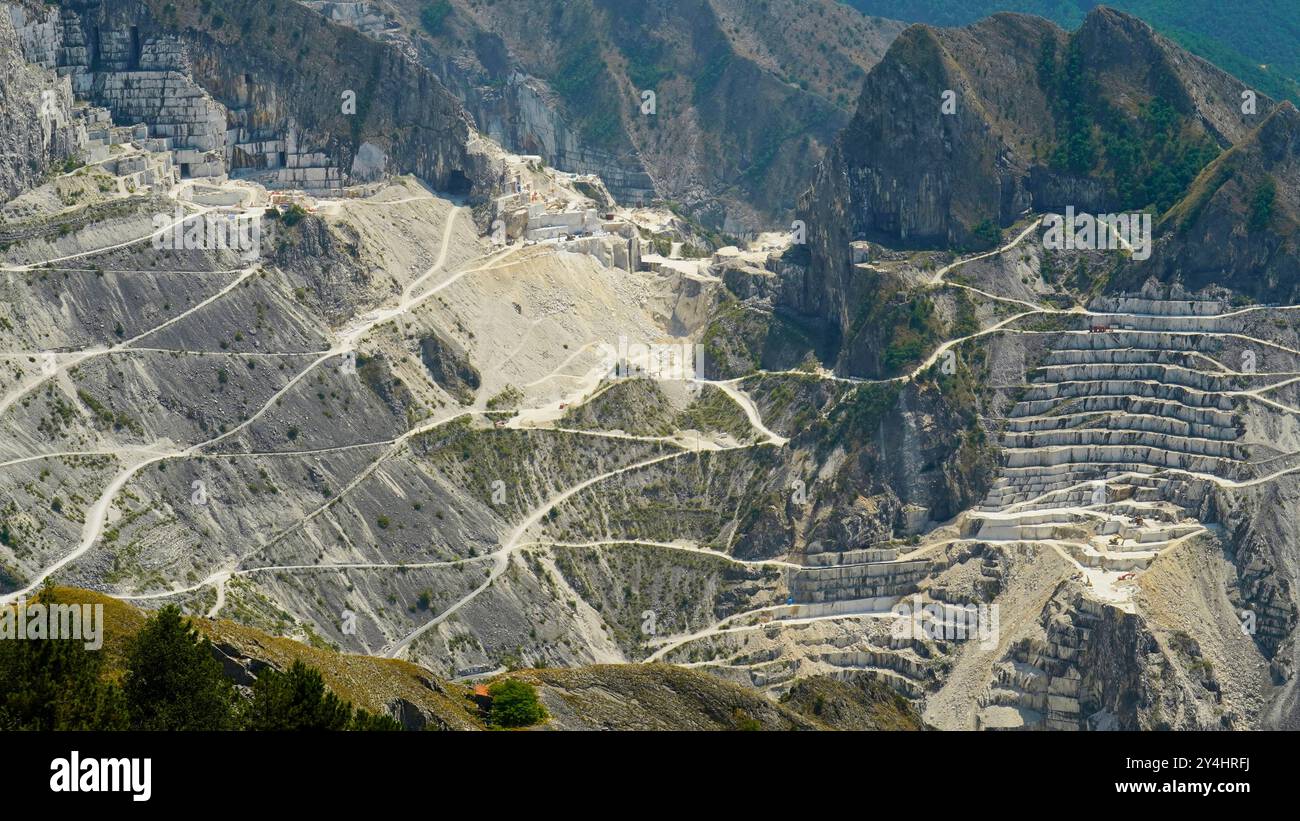 Panorama of the Carrara marble mines of the Apuan Alps,Massa,Carrara ...