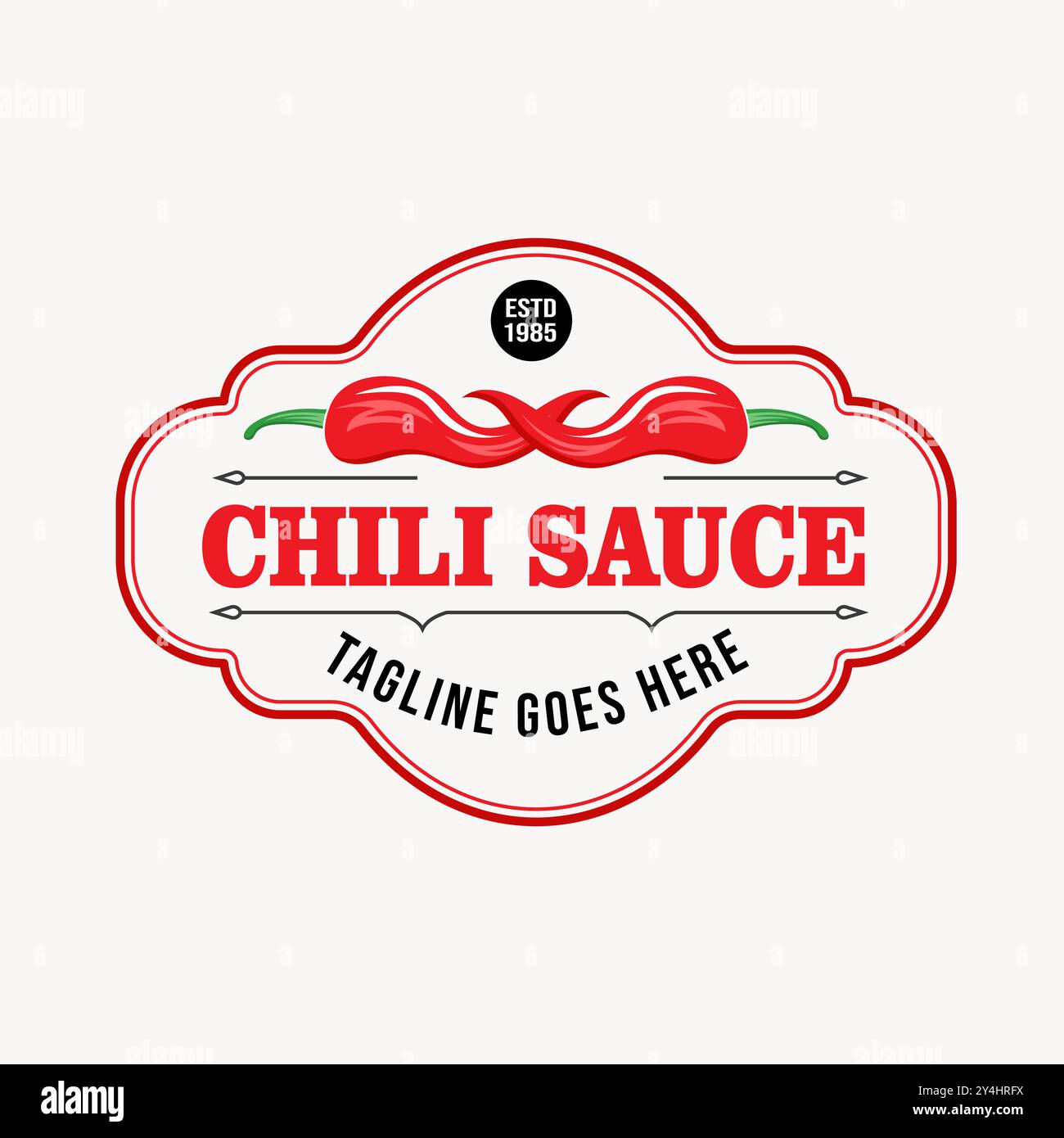 Chili Sauce Product Label Design with Vintage Style Retro Chili Sauce Emblem Chili Sauce Label ...