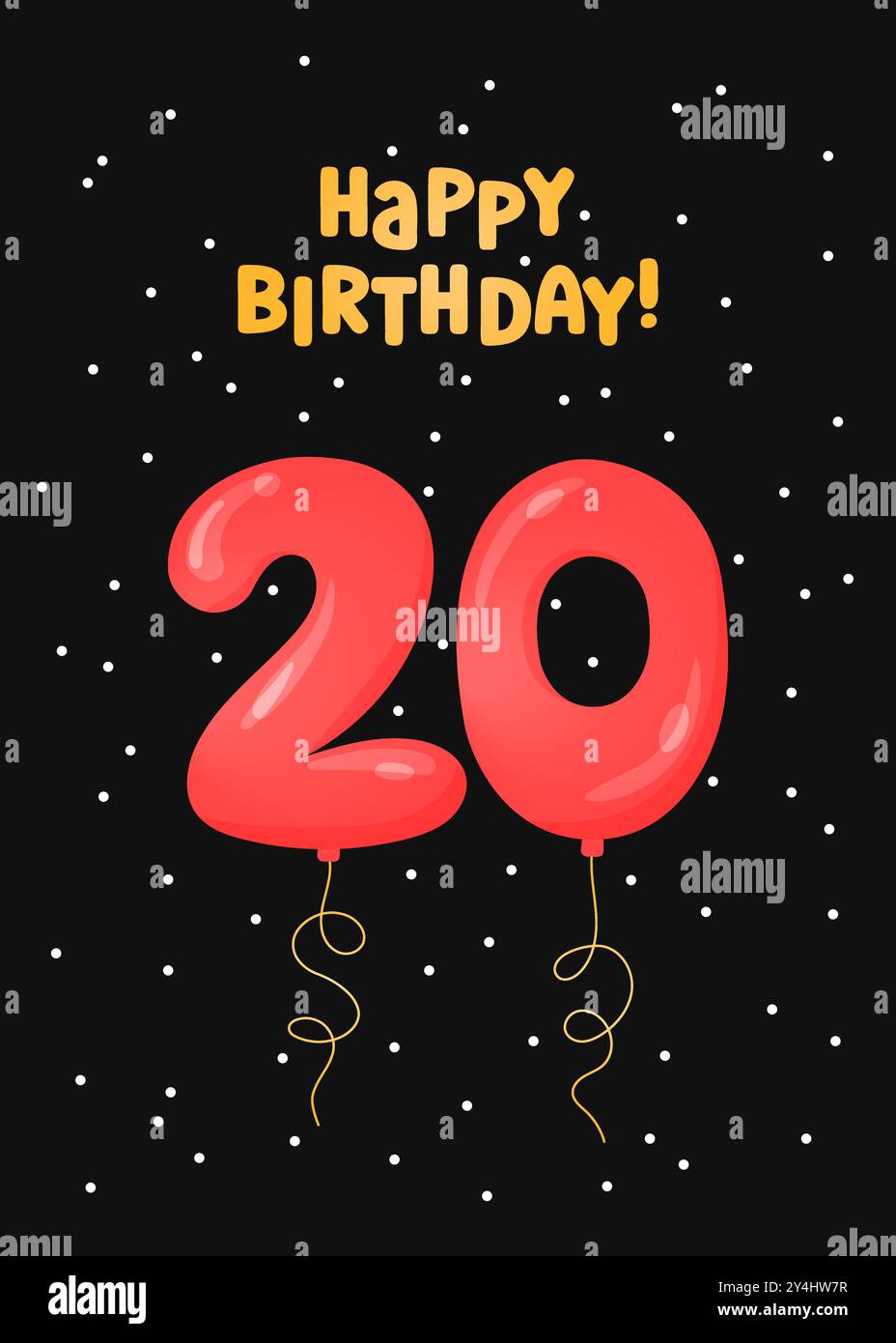 Happy Birthday 20 years greeting card design. Vector illustration ...