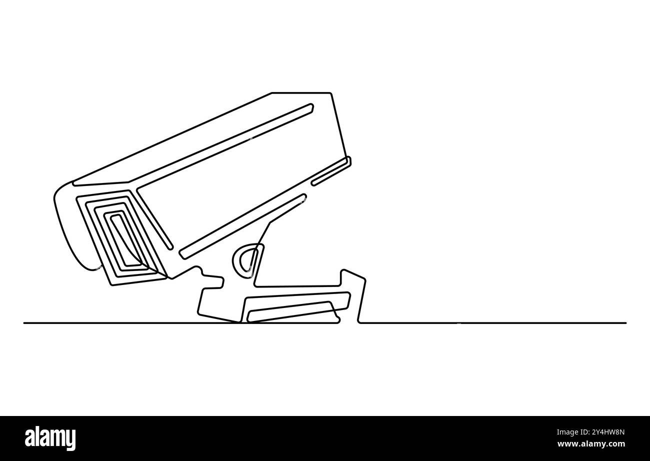 Single continuous line drawing of CCTV to monitor traffic movements and ...
