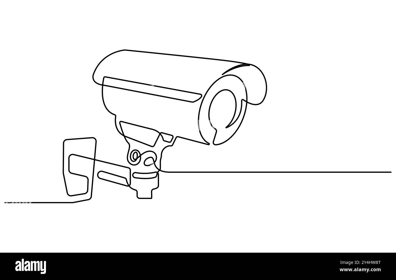 Single continuous line drawing of CCTV to monitor traffic movements and ...