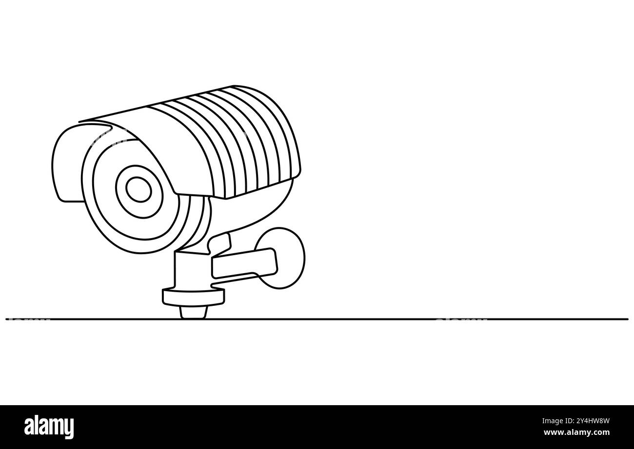 Single continuous line drawing of CCTV to monitor traffic movements and ...