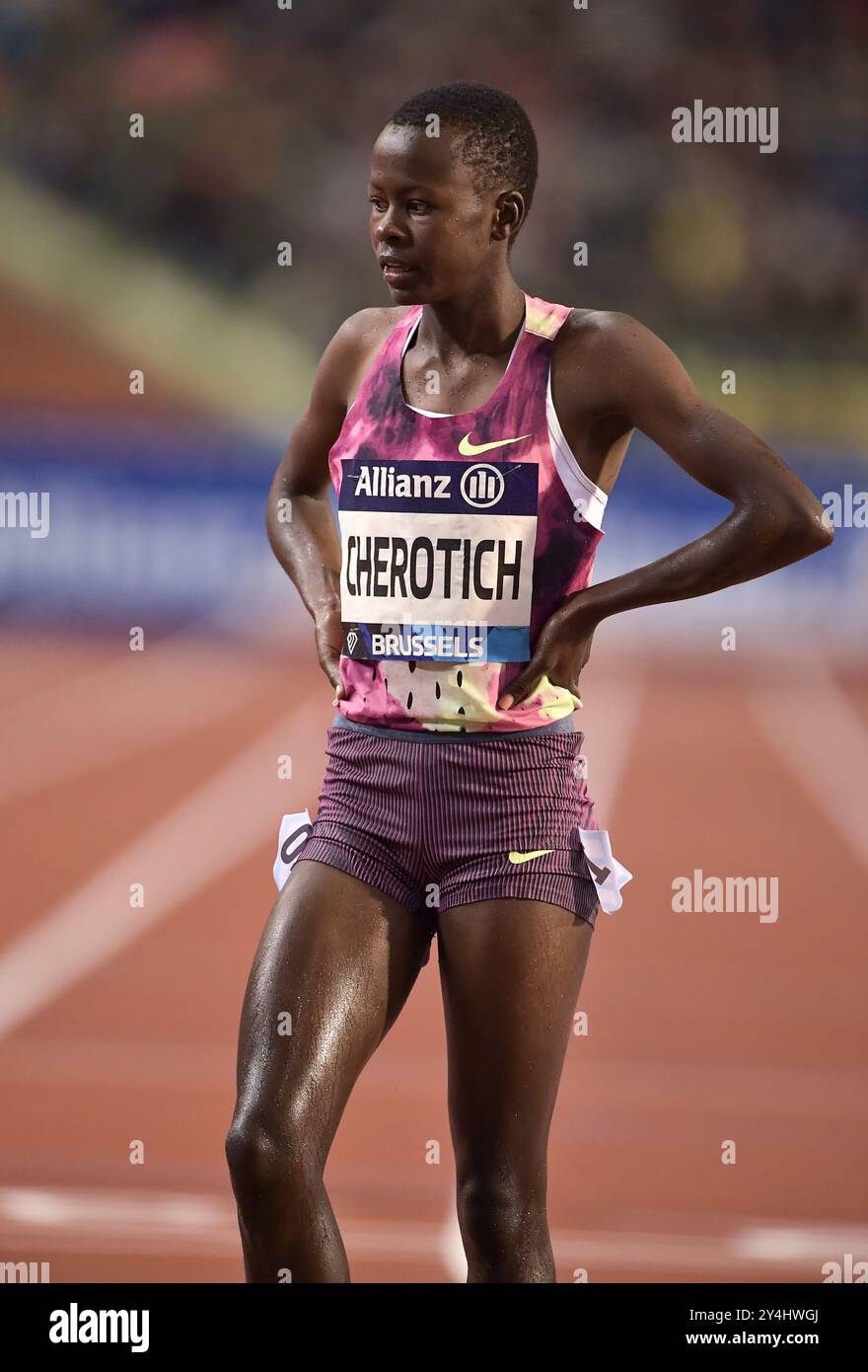Faith Cherotich of Kenya competing in the women 3000m steeplechase at the Memorial Van Damme ...