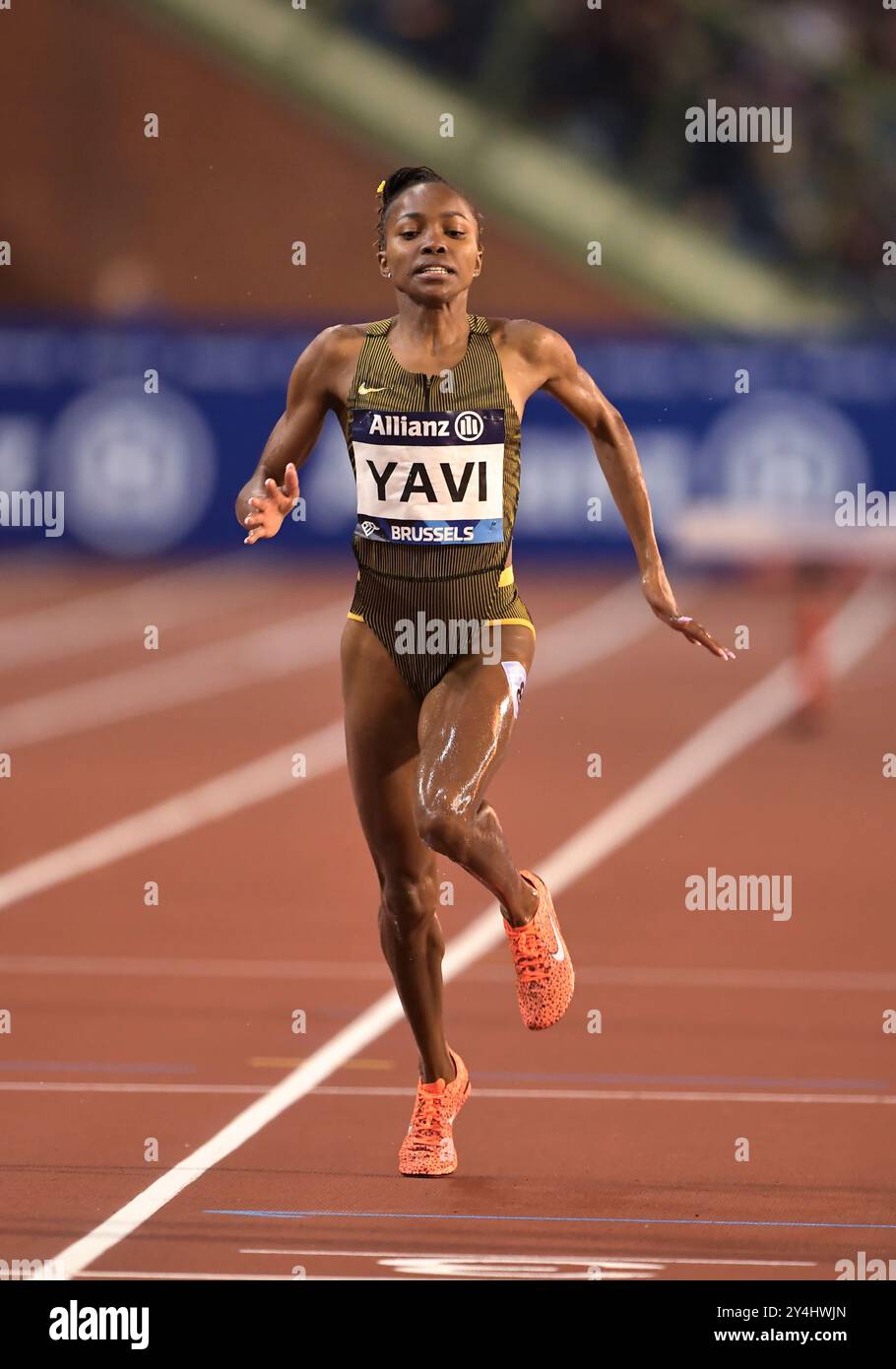 Winfred Yavi of Bahrain competing in the women 3000m steeplechase at ...