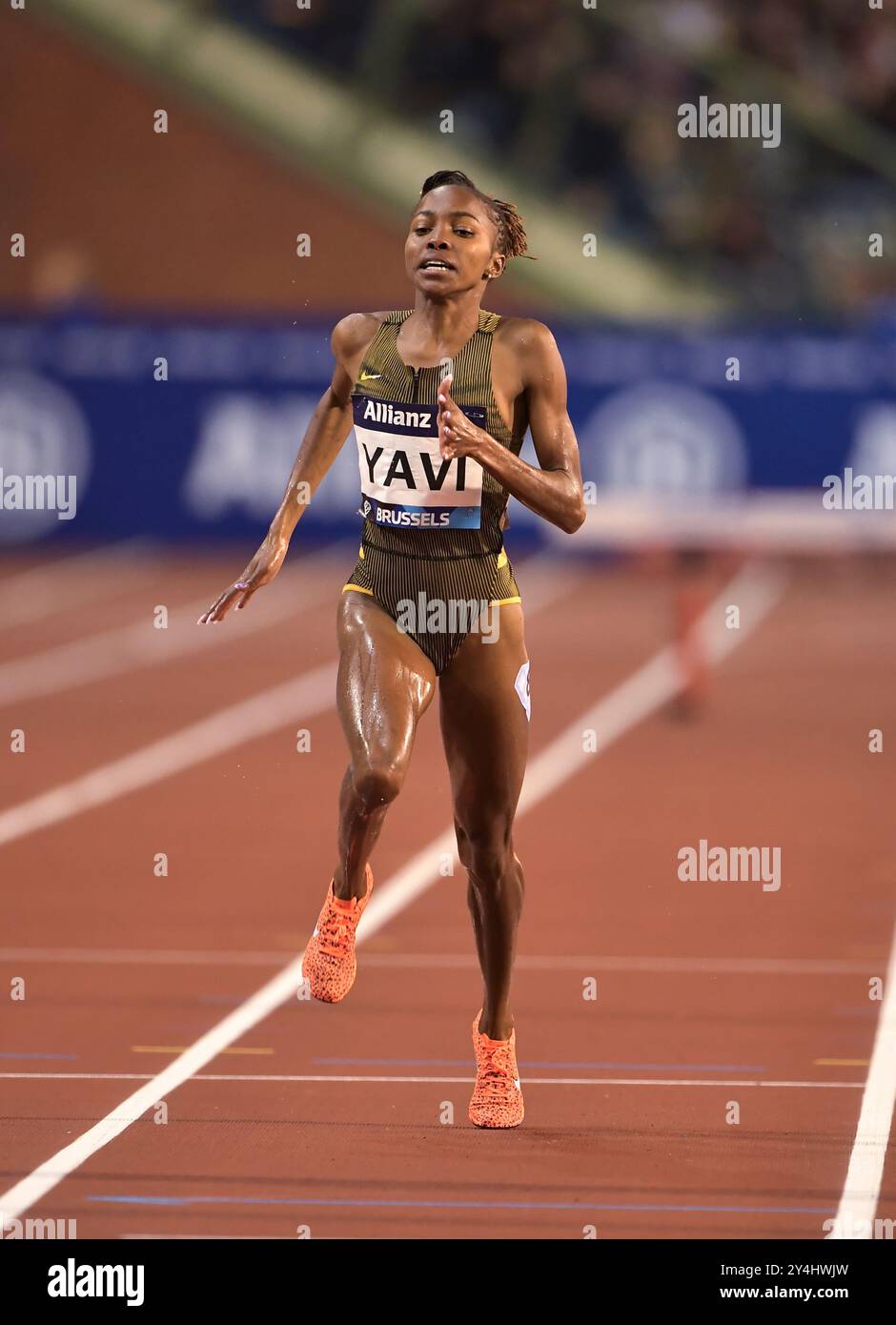 Winfred Yavi of Bahrain competing in the women 3000m steeplechase at ...