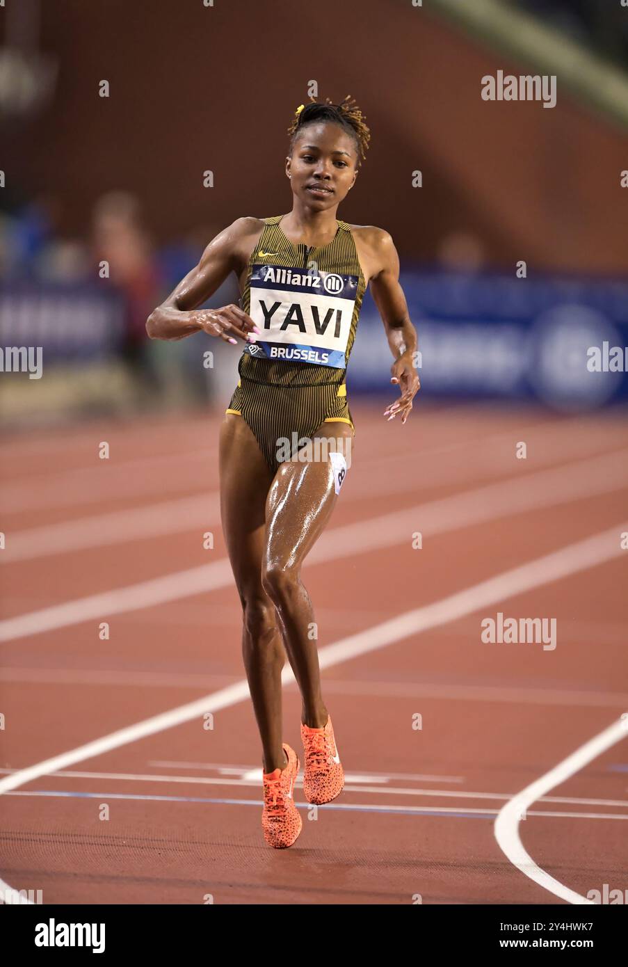Winfred Yavi of Bahrain competing in the women 3000m steeplechase at ...