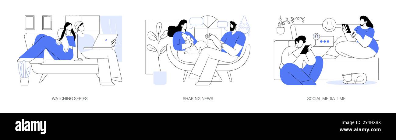 Leisure time isolated cartoon vector illustrations se Stock Vector ...