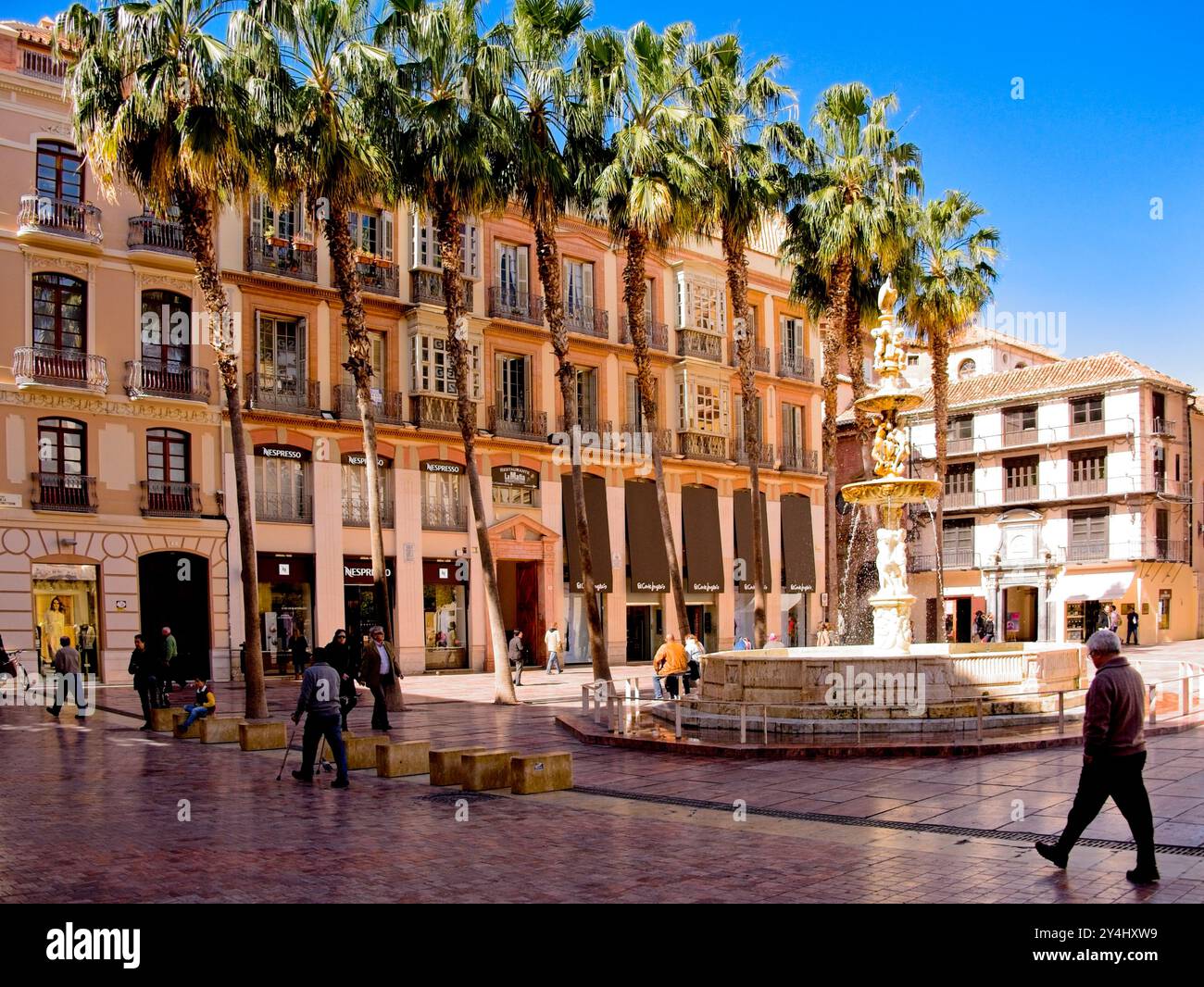 Malaga City Centre, Andalusia, Spain. Upmarket Shops on the edge of ...
