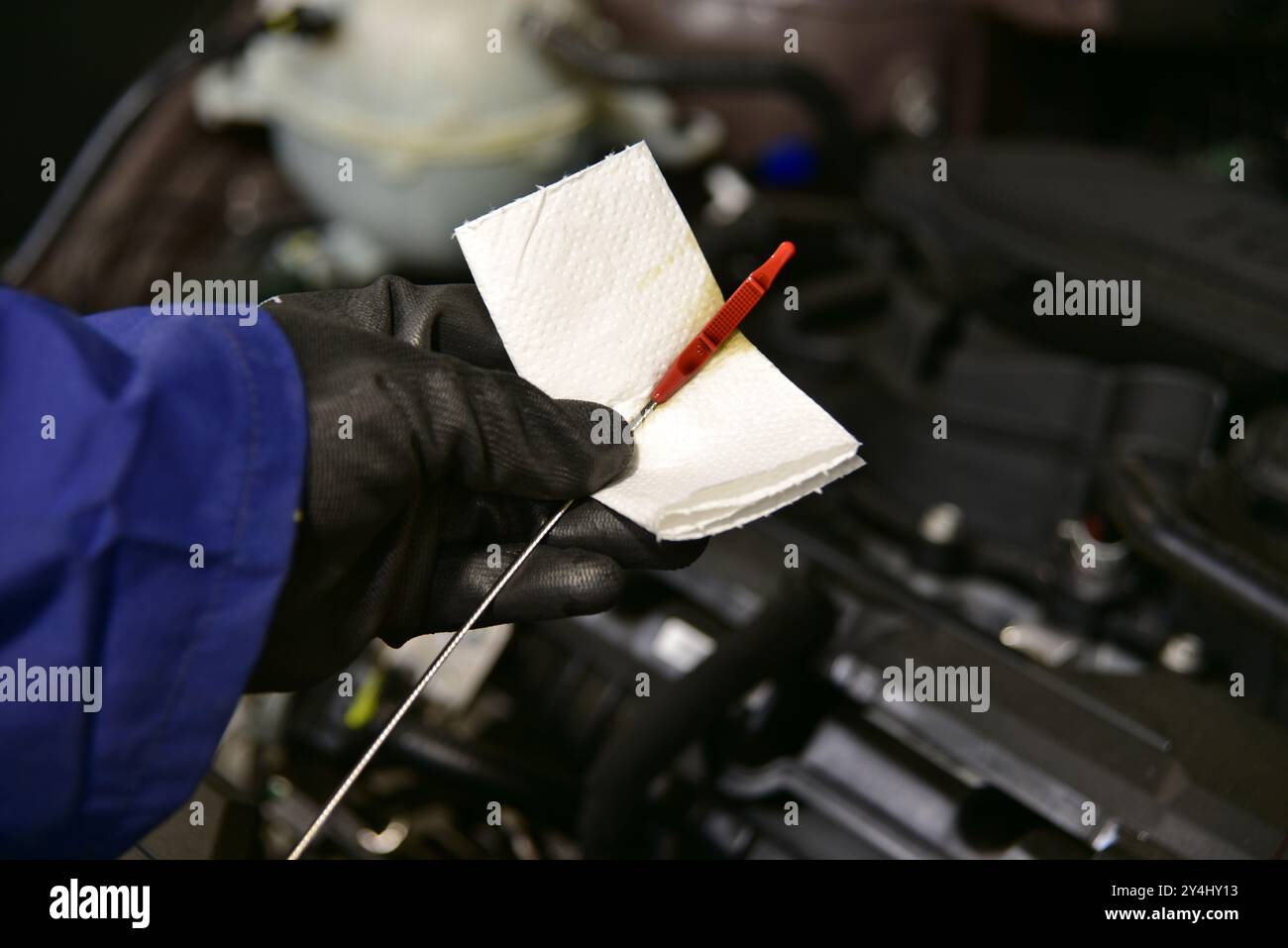 Checking the oil level in the car engine Stock Photo - Alamy
