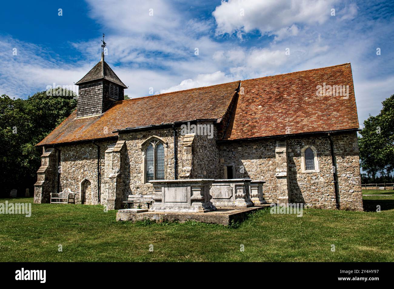 The Church of St Thomas the Apostle on the bank of the River Swale in ...