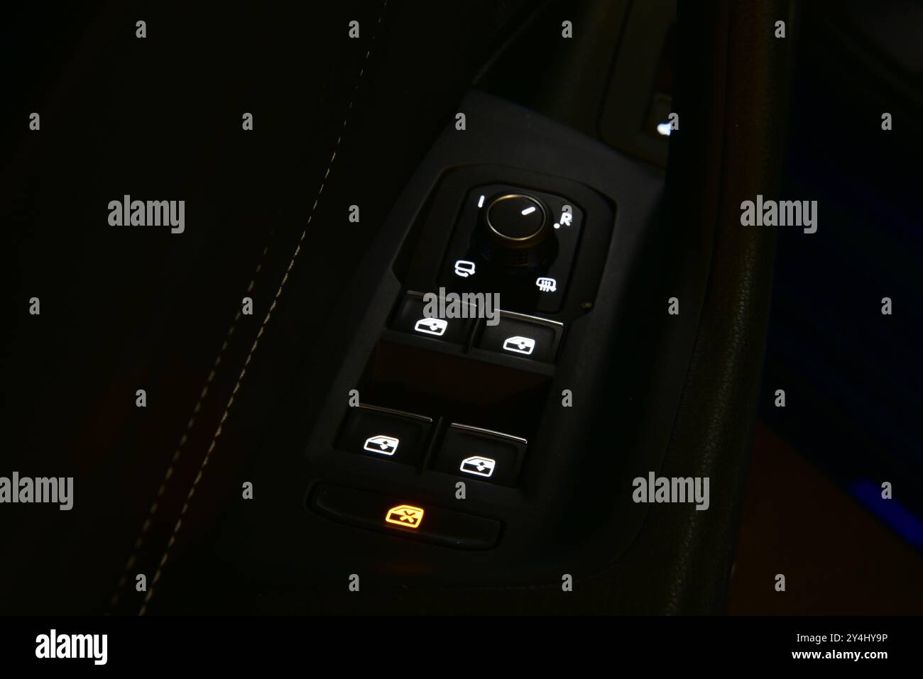 Side mirror switch control and window button Stock Photo - Alamy