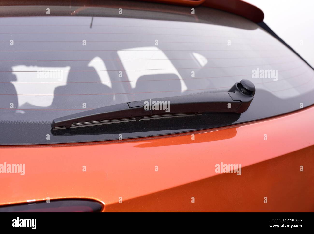 Wiper on the back windshield of a passenger car Stock Photo - Alamy