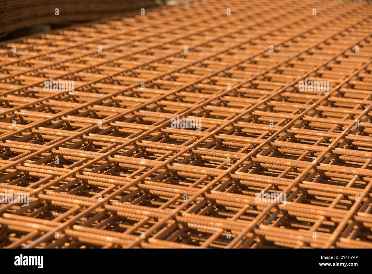 Woven welded iron reinforcing mesh for reinforced concrete Stock Photo ...