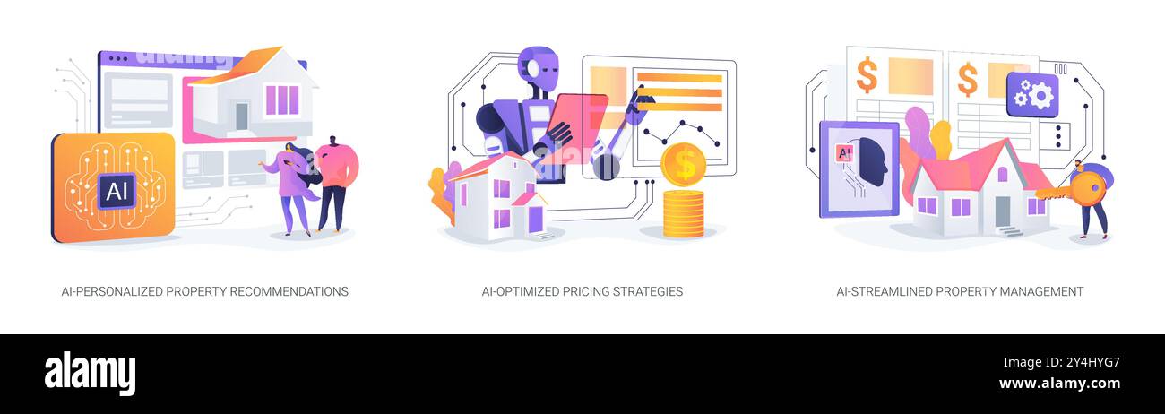 AI in Real Estate abstract concept vector illustrations Stock Vector ...