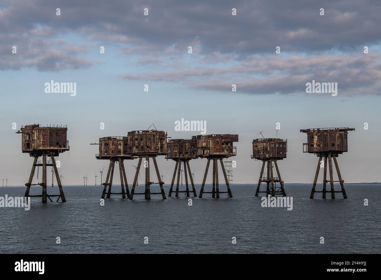 World War II Red Sands Maunsell Forts in the Thames Estuary Stock Photo ...