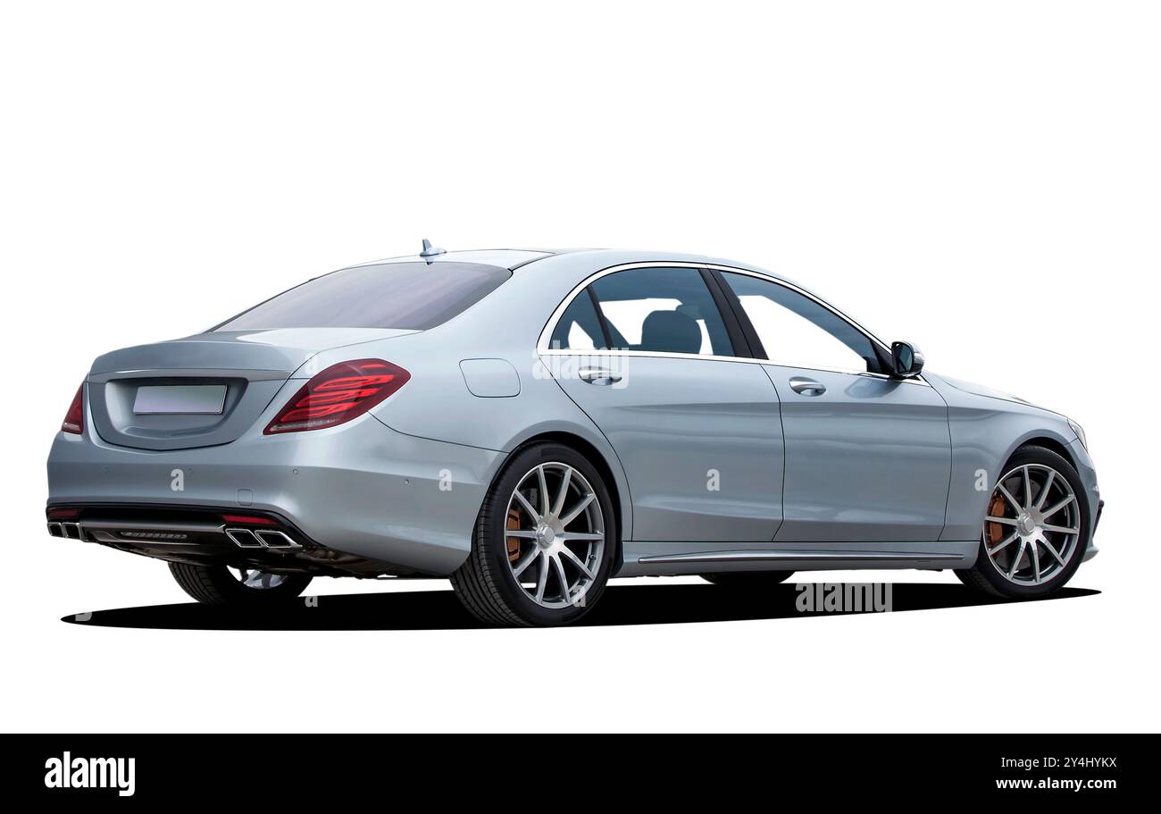 Passenger car on white background, back view Stock Photo - Alamy