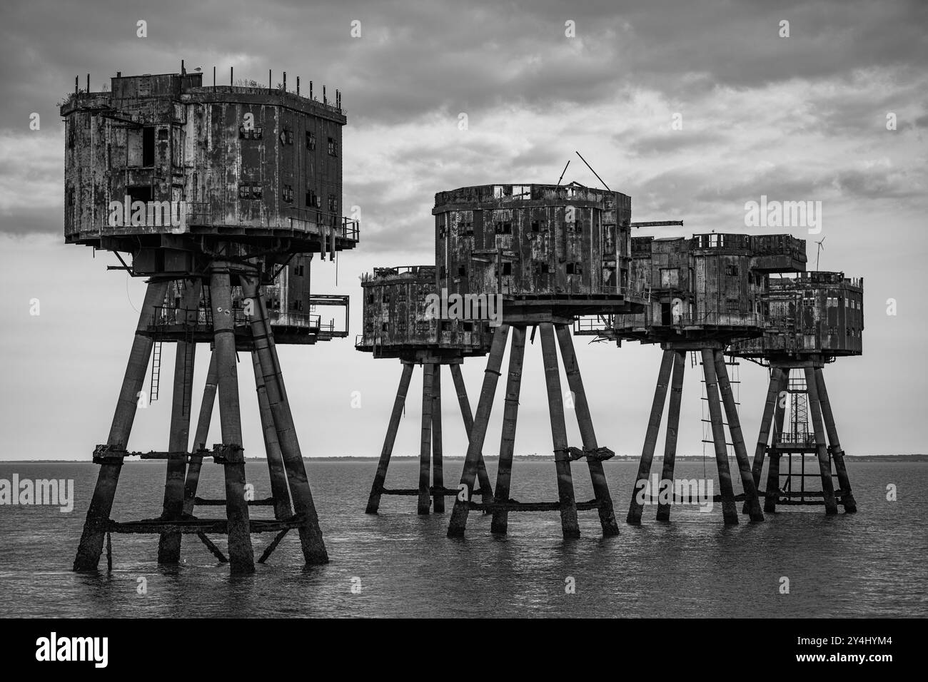 World War II Red Sands Maunsell Forts in the Thames Estuary Stock Photo ...
