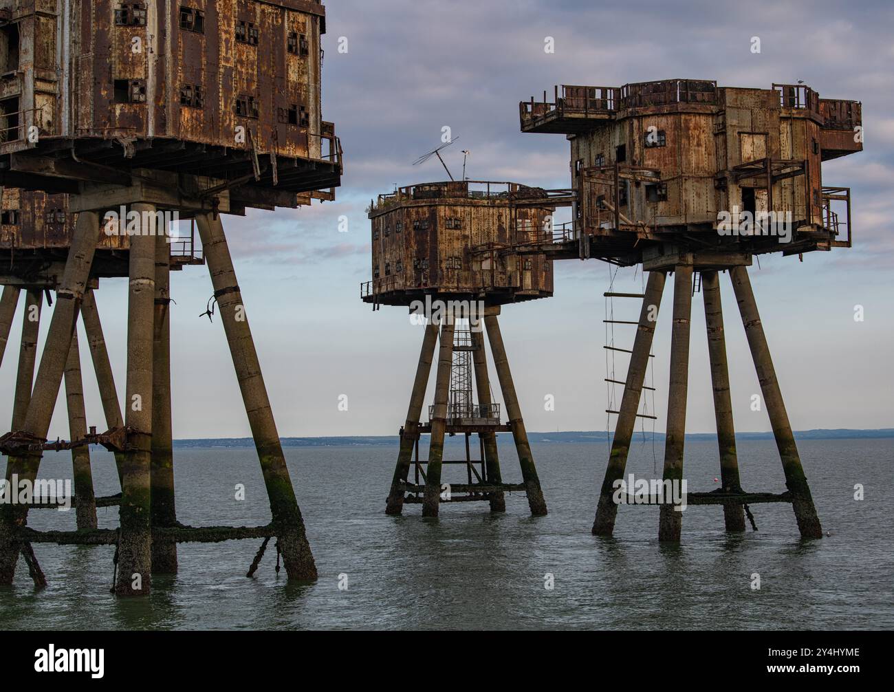 World War II Red Sands Maunsell Forts in the Thames Estuary Stock Photo ...