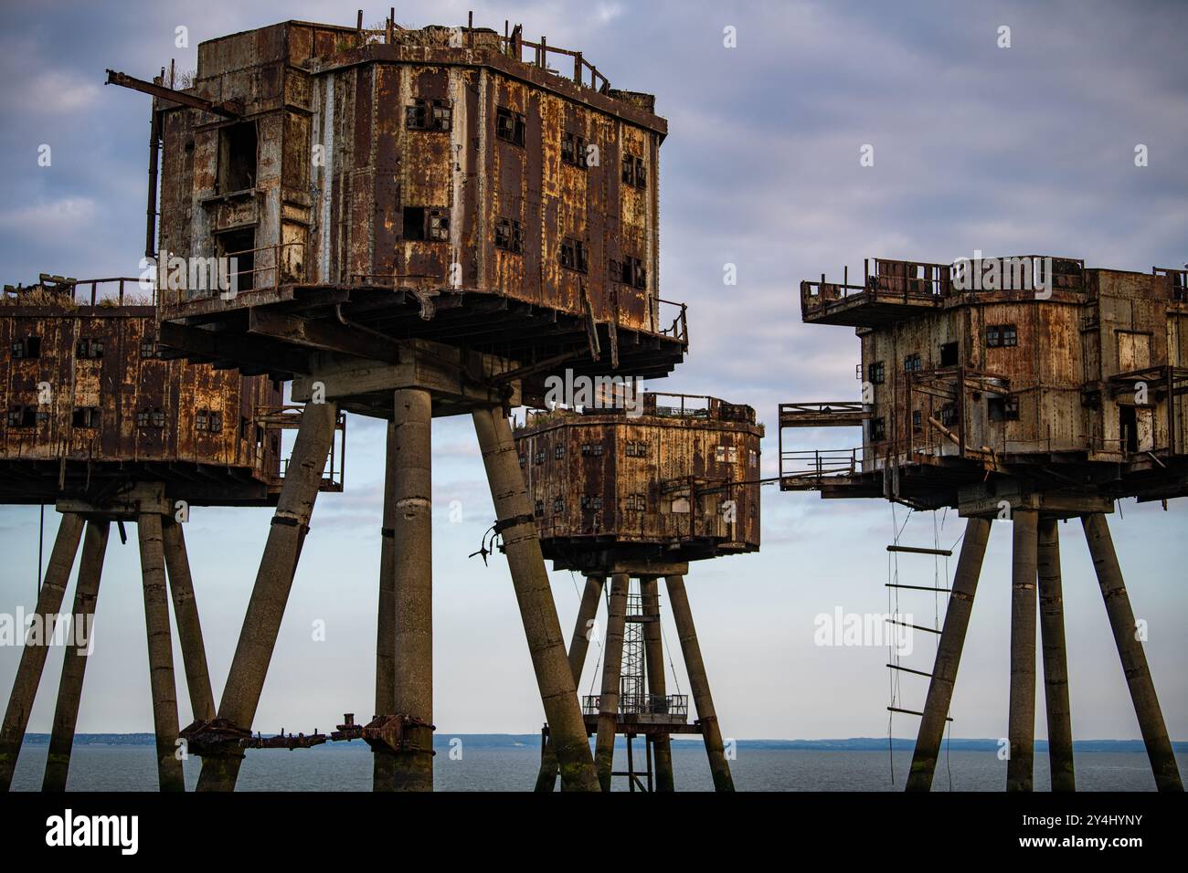 World War II Red Sands Maunsell Forts in the Thames Estuary Stock Photo ...