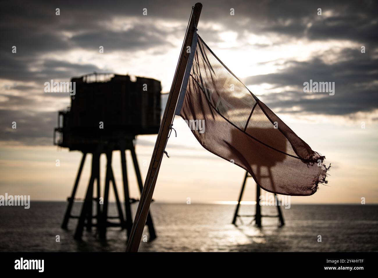 World War II Red Sands Maunsell Forts in the Thames Estuary Stock Photo ...