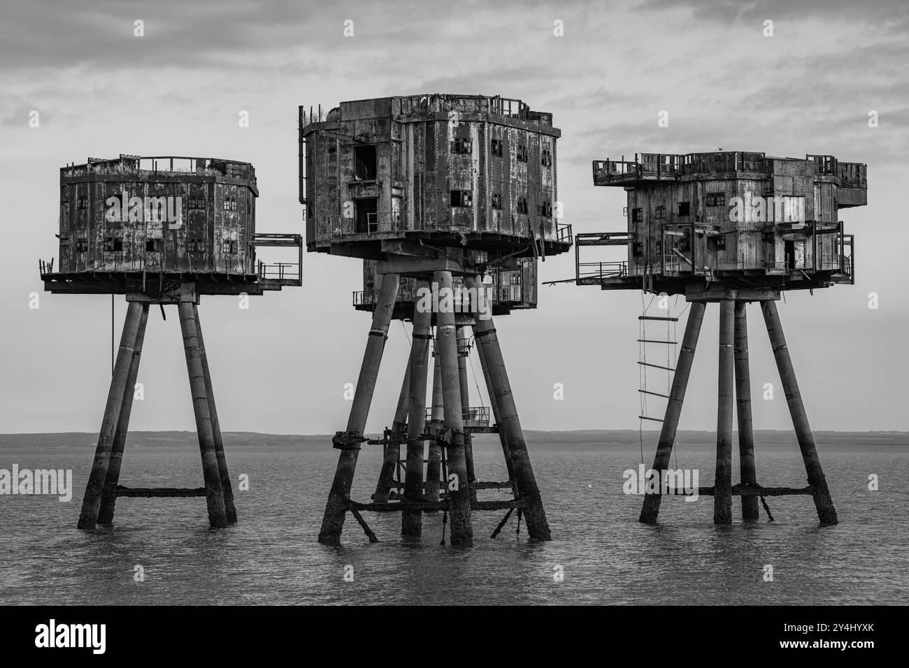 World War II Red Sands Maunsell Forts in the Thames Estuary Stock Photo ...