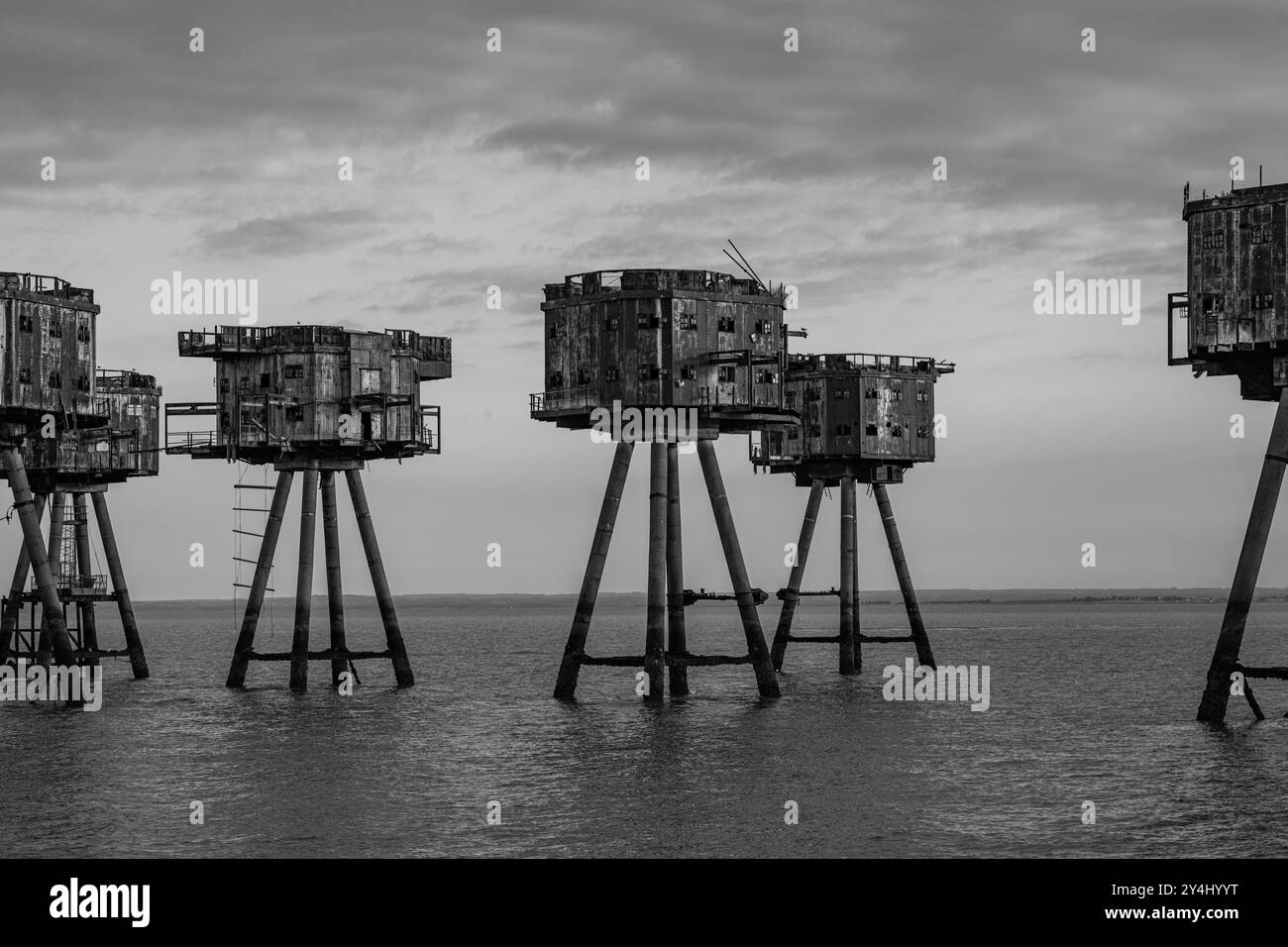 World War II Red Sands Maunsell Forts in the Thames Estuary Stock Photo ...