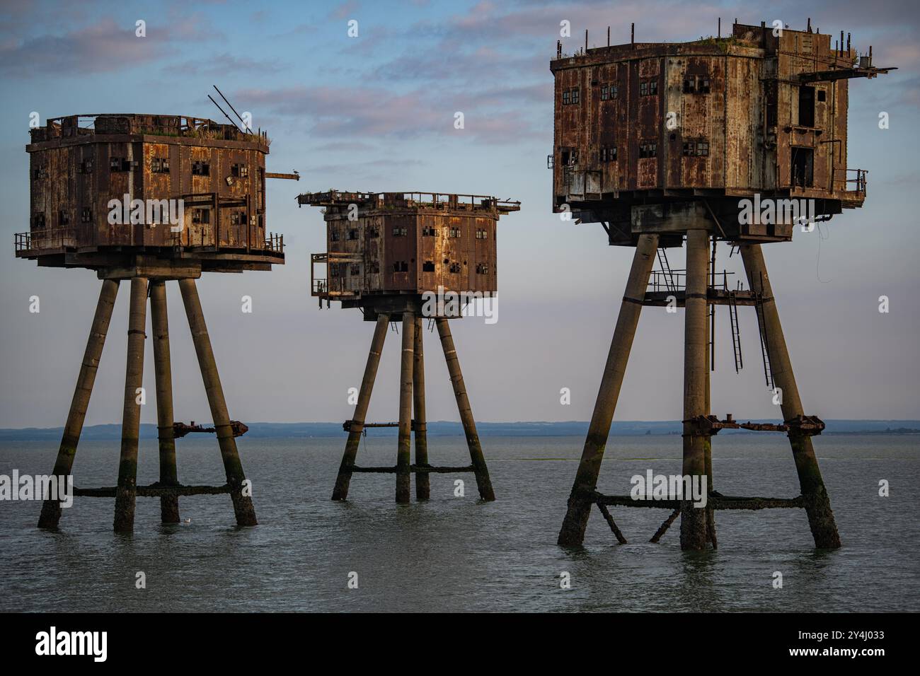 World War II Red Sands Maunsell Forts in the Thames Estuary Stock Photo ...