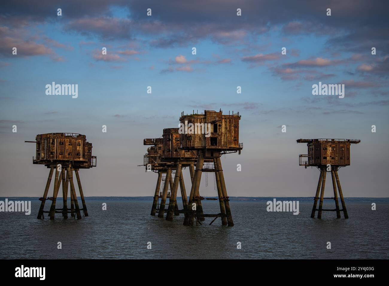 World War II Red Sands Maunsell Forts in the Thames Estuary Stock Photo ...