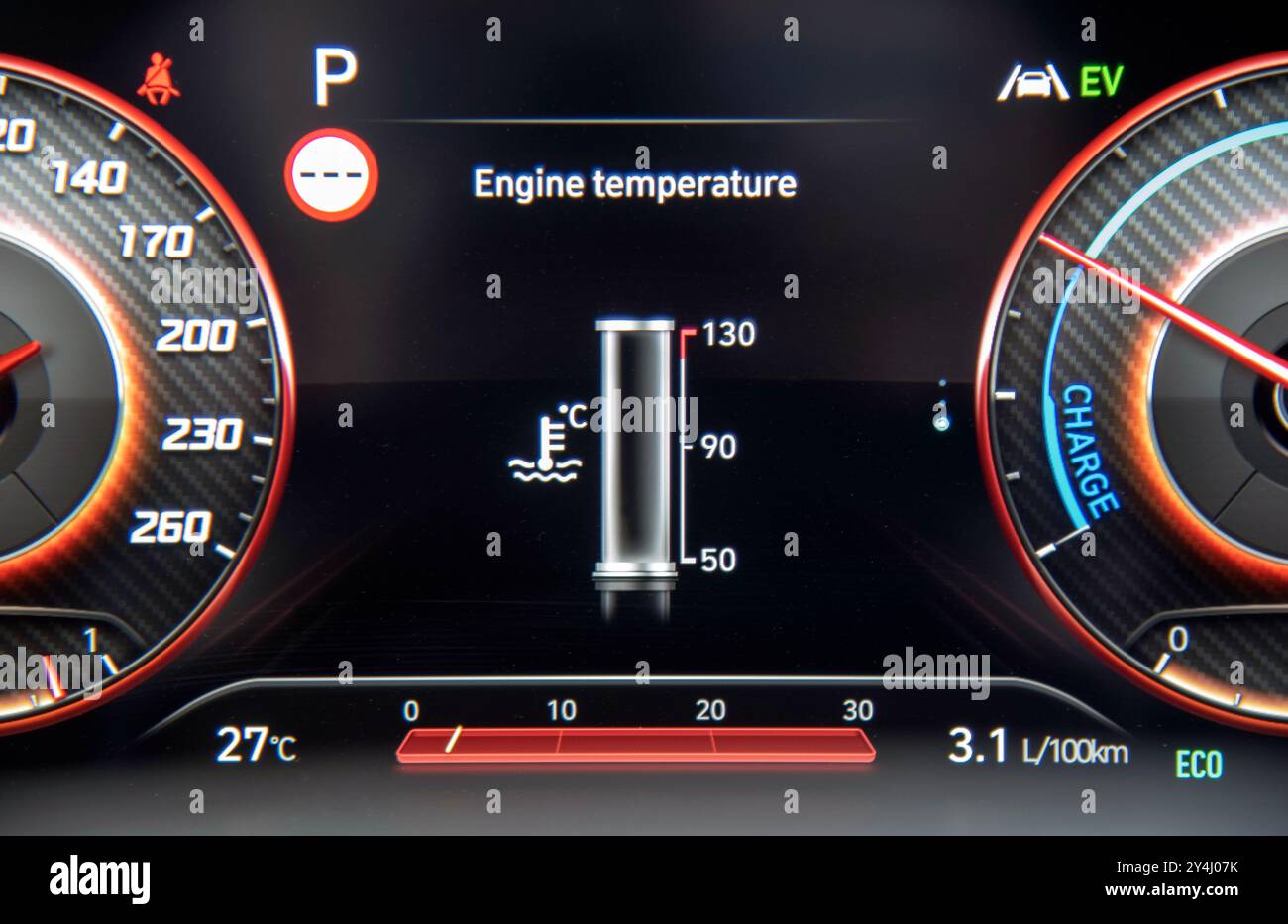 Digital Instrument for displaying car engine temperature Stock Photo ...