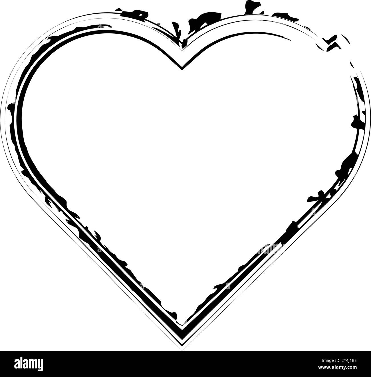 Heart symbol, hand drawn grunge texture love icon for romantic trendy ...