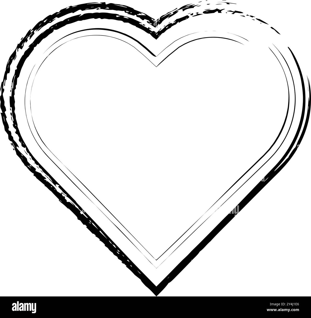 Heart symbol, hand drawn grunge texture love icon for romantic trendy ...