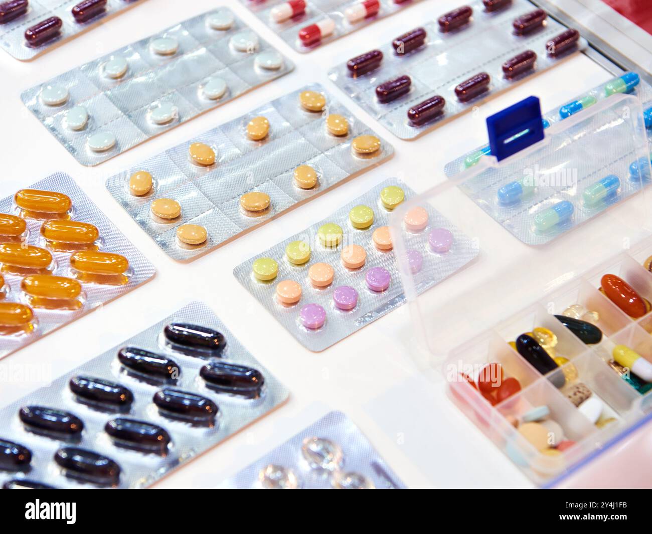 Pills in plastic blister packs in store Stock Photo - Alamy