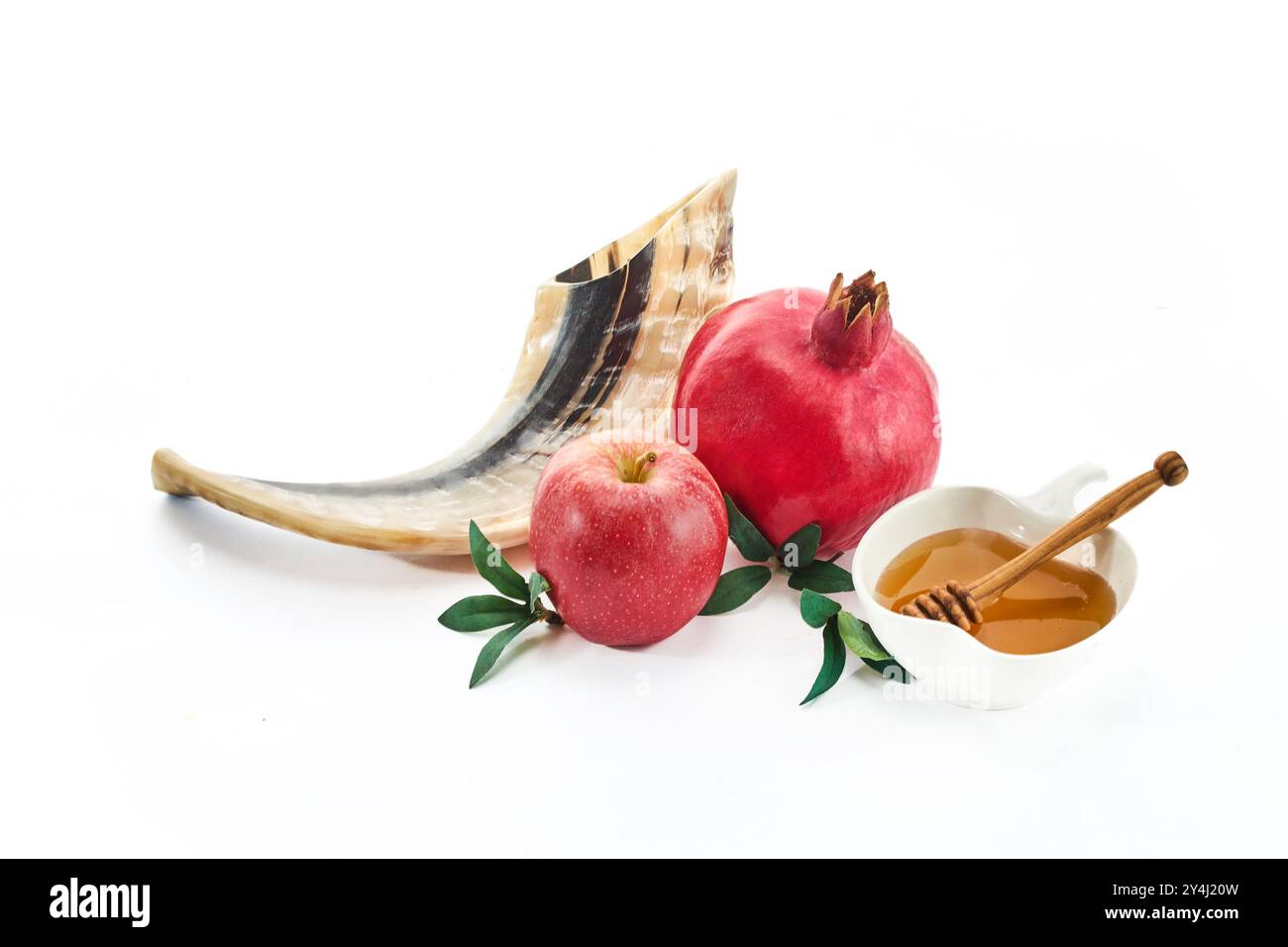 Rosh Hashanah. Traditional Rosh Hashanah symbols with apples, honey ...