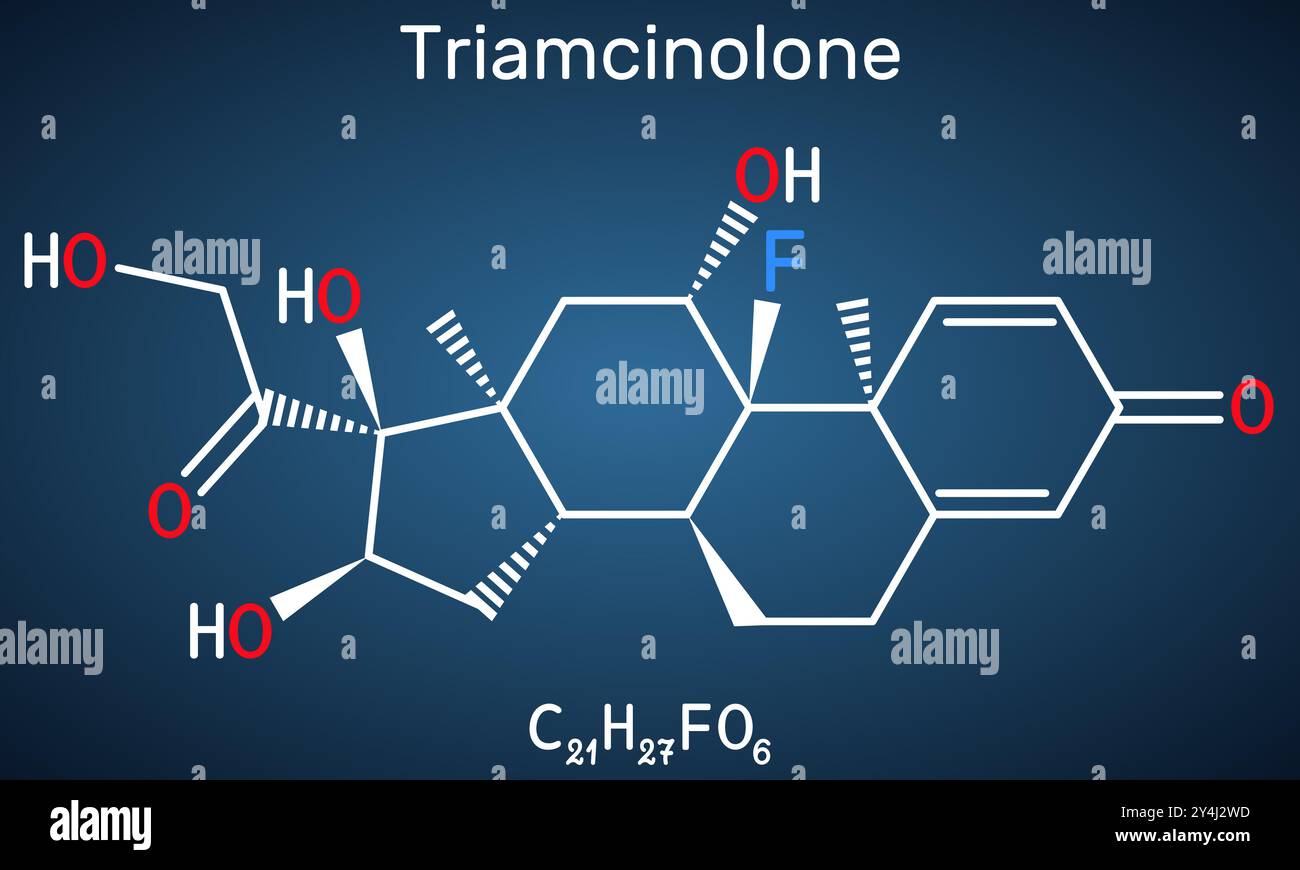 Triamcinolone glucocorticoid molecule. Structural chemical formula ...