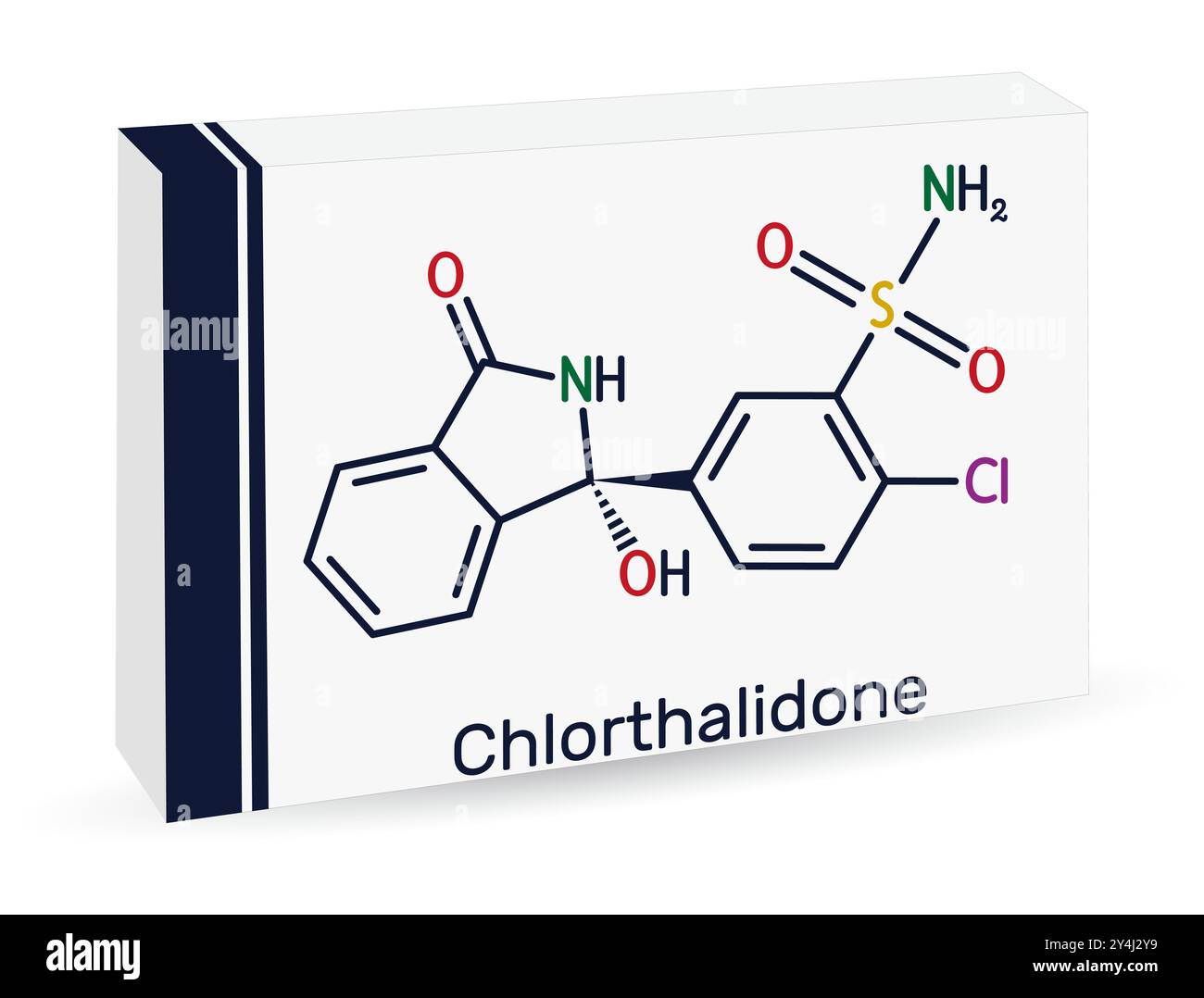 Chlorthalidone molecule. It is diuretic drug. Skeletal chemical formula ...