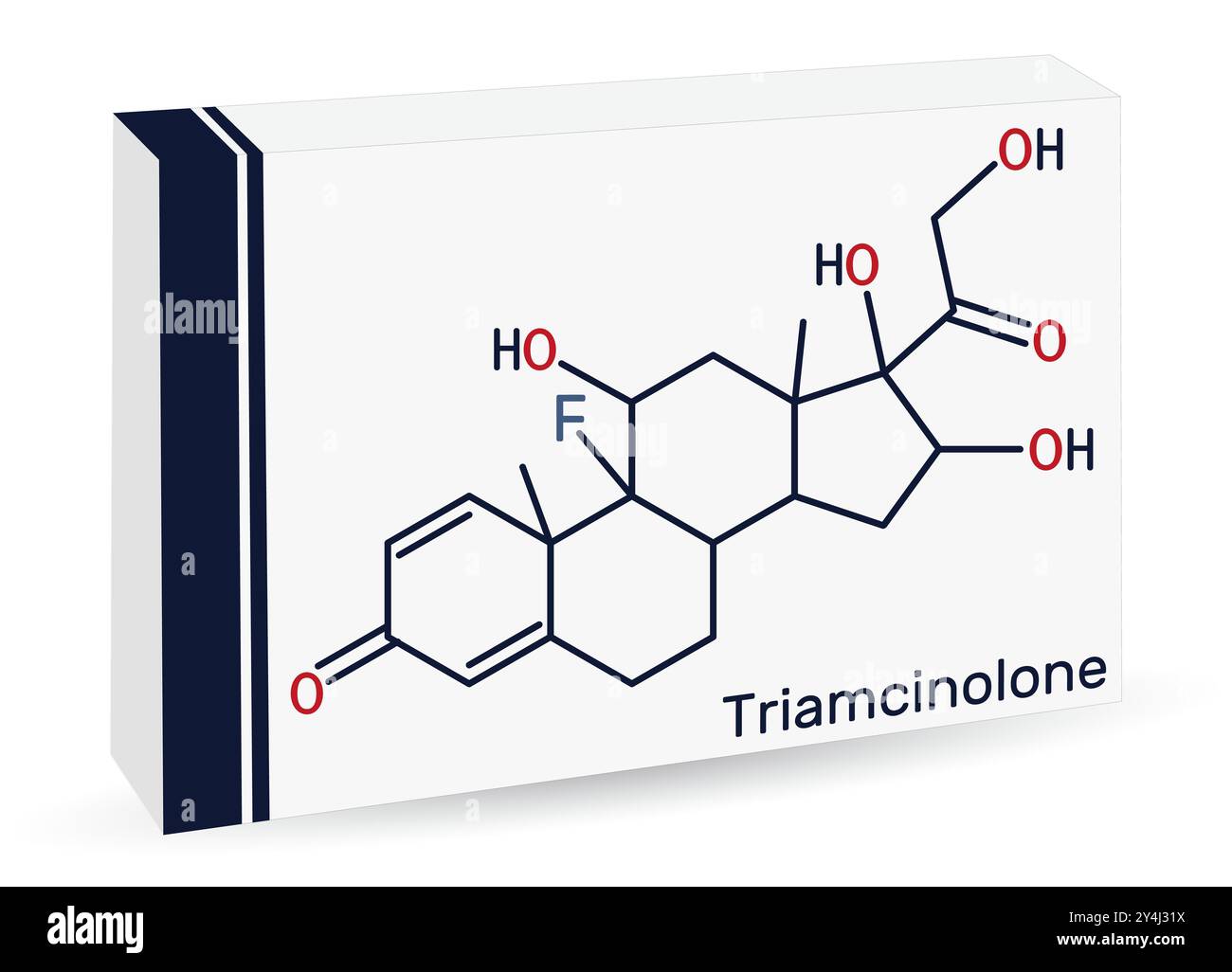 Triamcinolone glucocorticoid molecule. Skeletal chemical formula. Paper ...