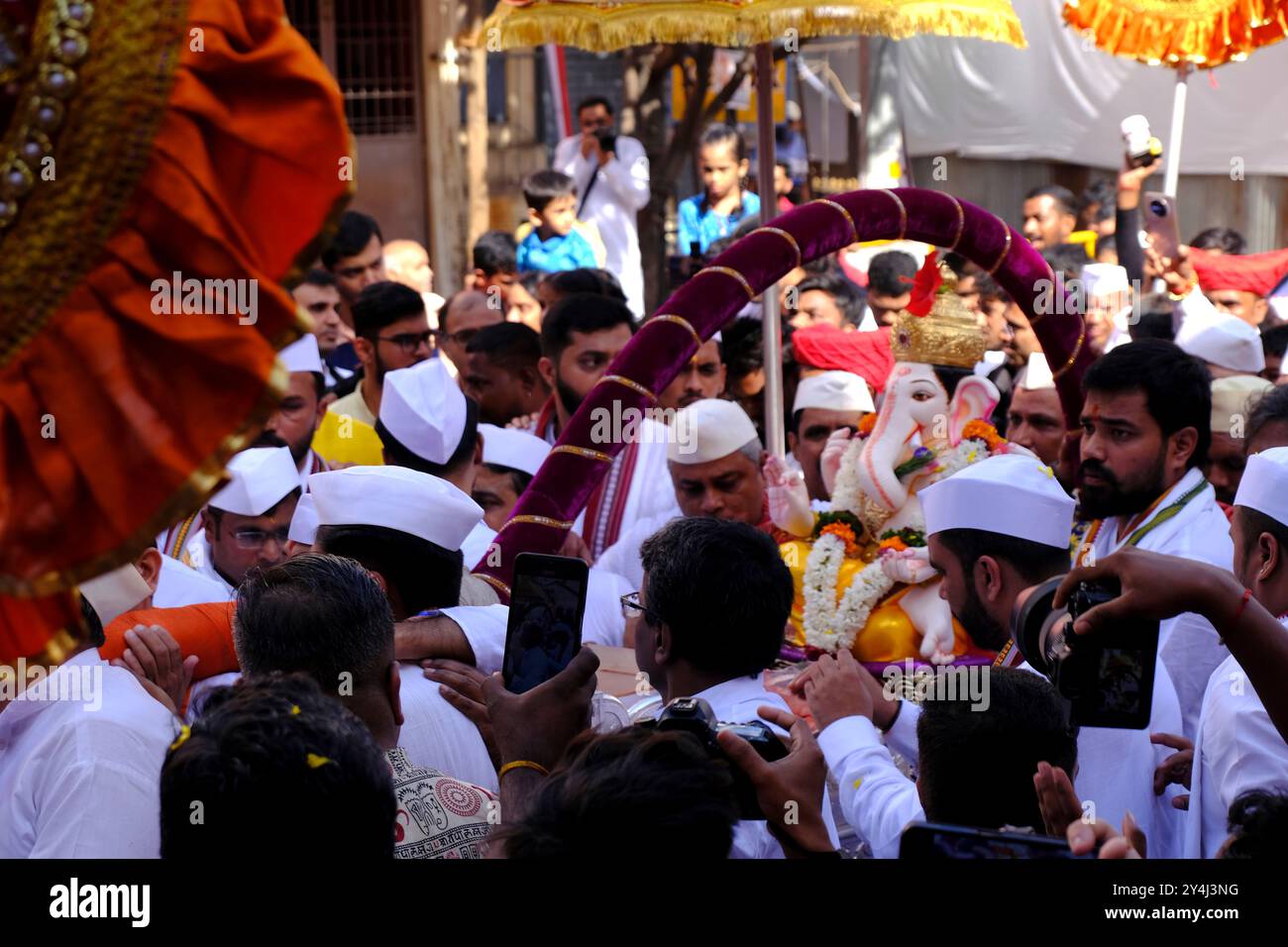 Pune, India - September 17, 2024, Shri Kasba Ganpati Ganpati Palkhi ...
