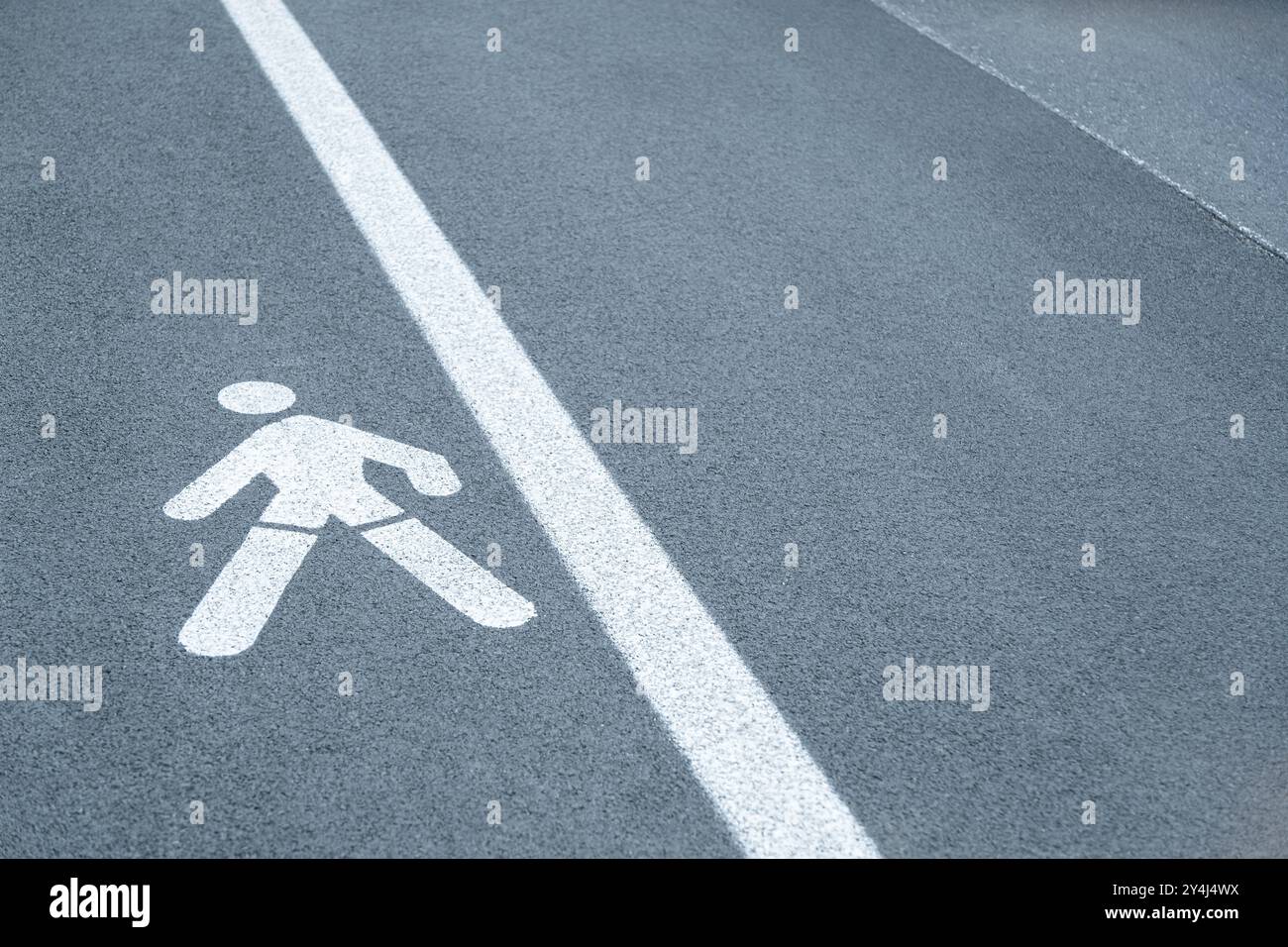 pedestrian separate dedicated sidewalk walkway markings on a narrow ...
