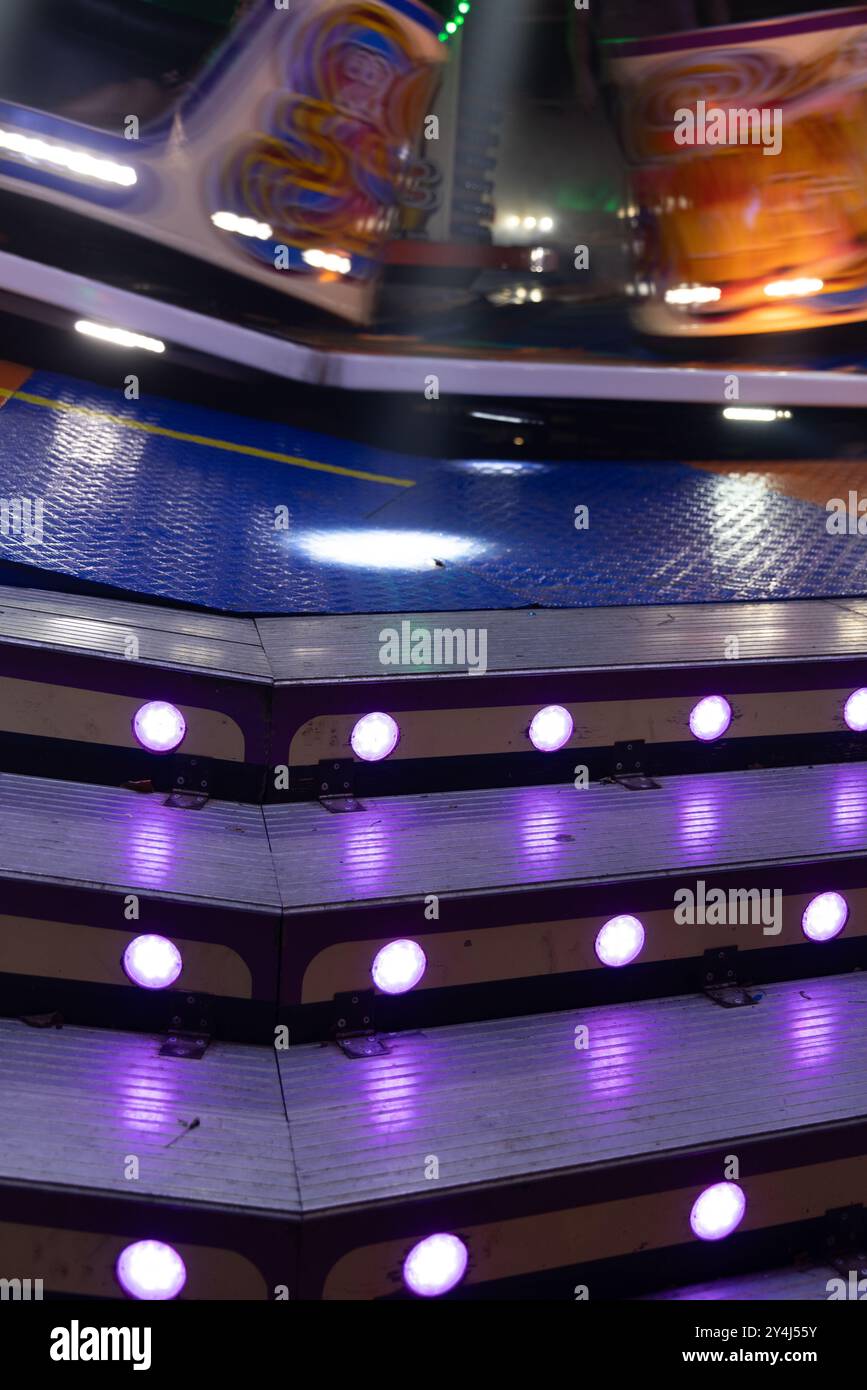 Light trails from the 'Waltzer' fairground ride at the annual 'Witney ...