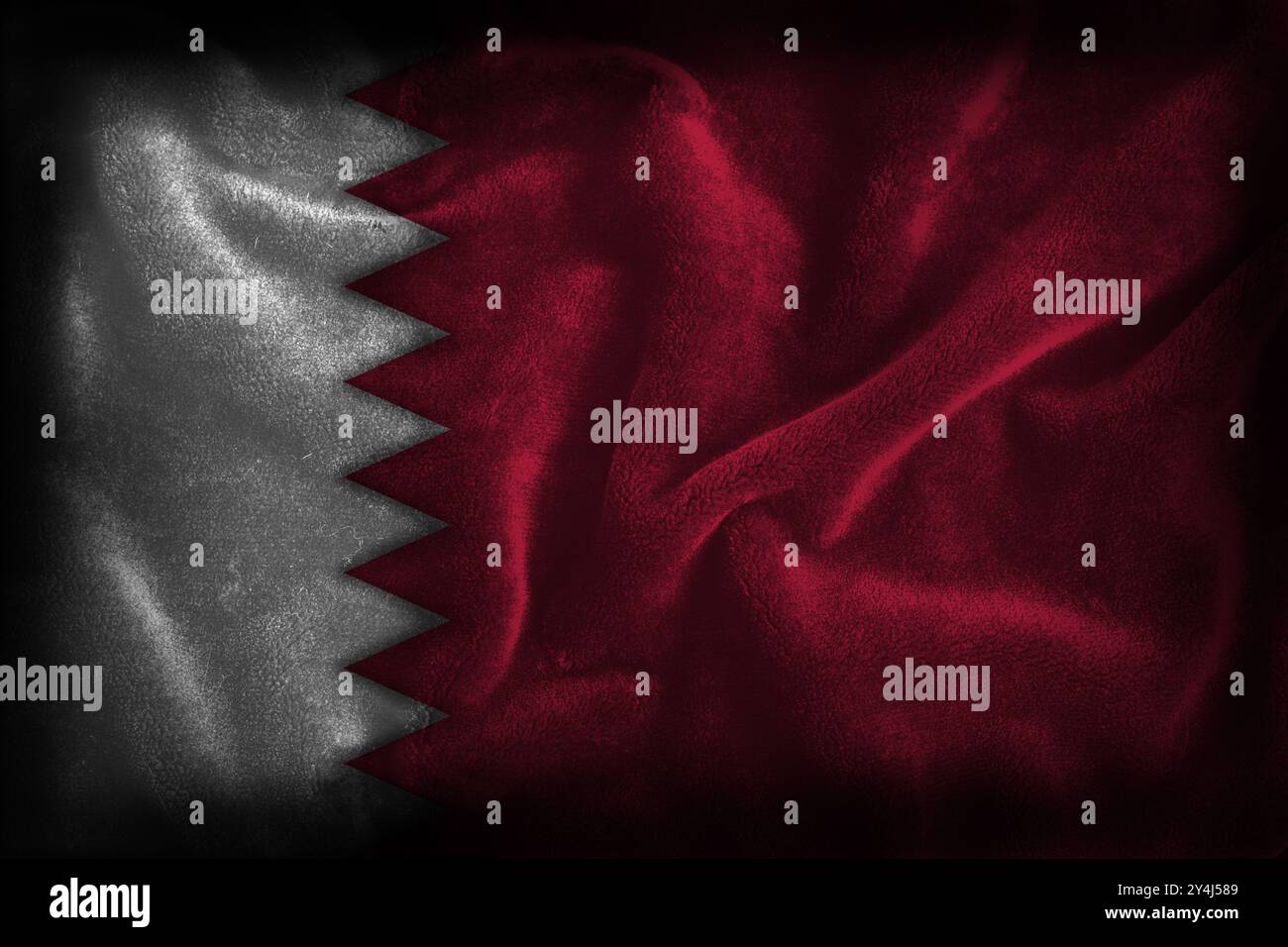 Qatari flag 3D illustration (representing the colors of Qatar- maroon ...