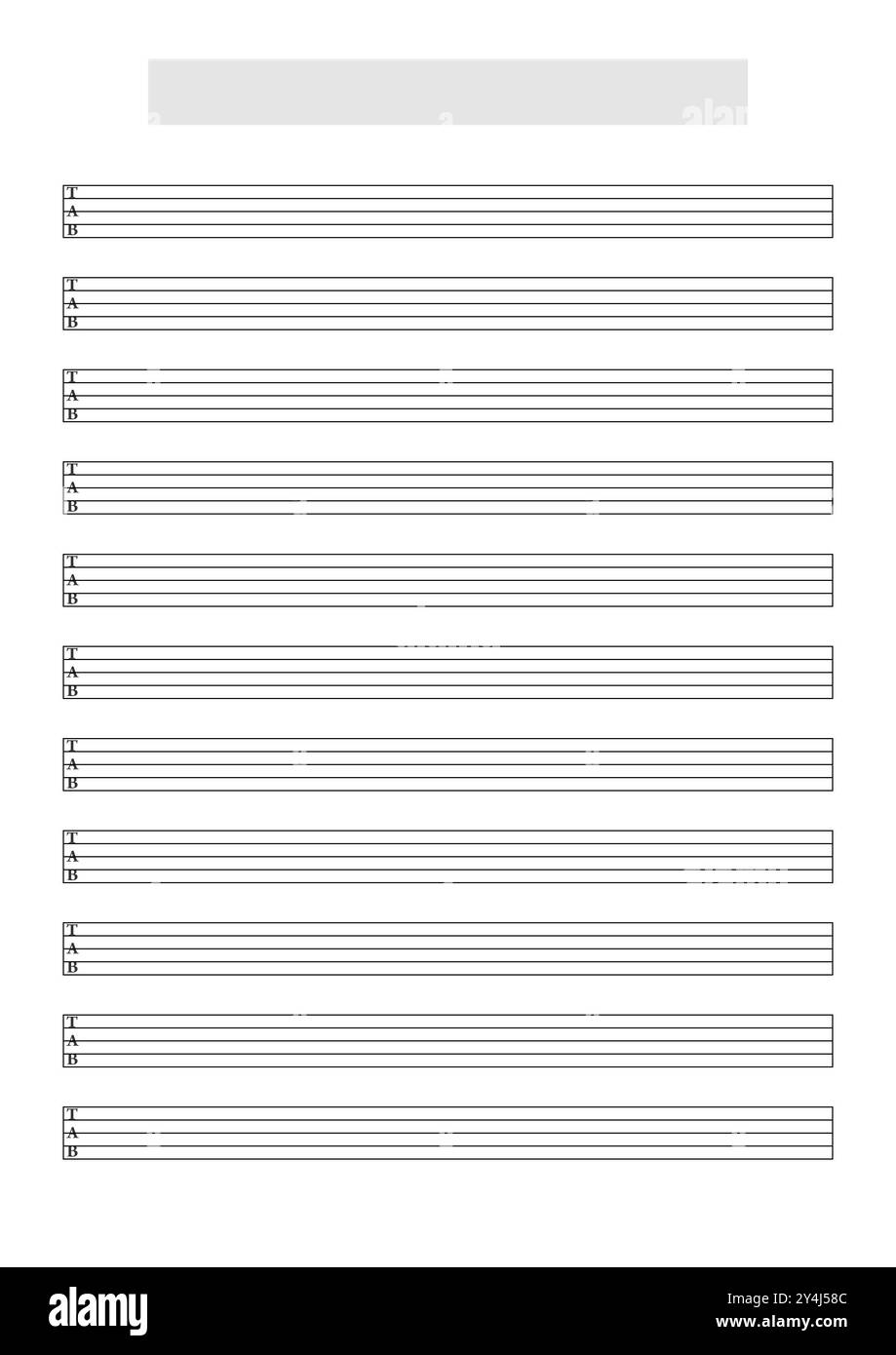Blank Ukulele or Bass Guitar (5 strings) tablature sheet template to ...